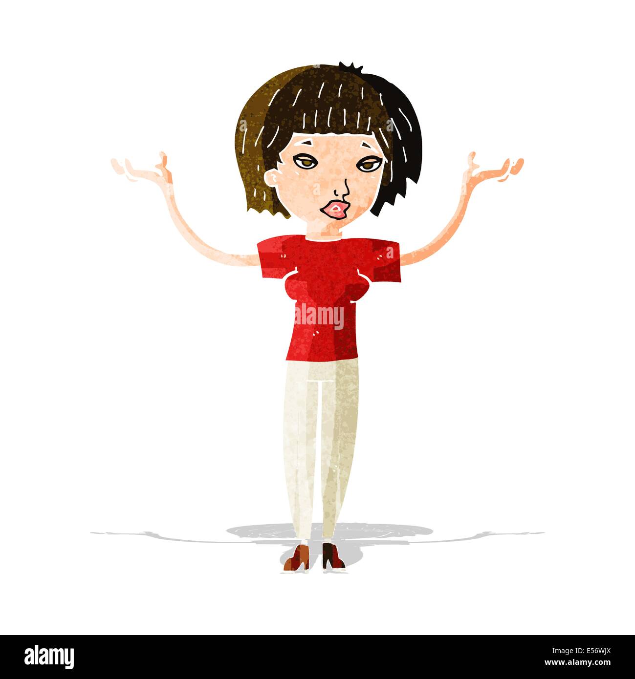Cartoon woman shrugging shoulders Cut Out Stock Images & Pictures - Alamy