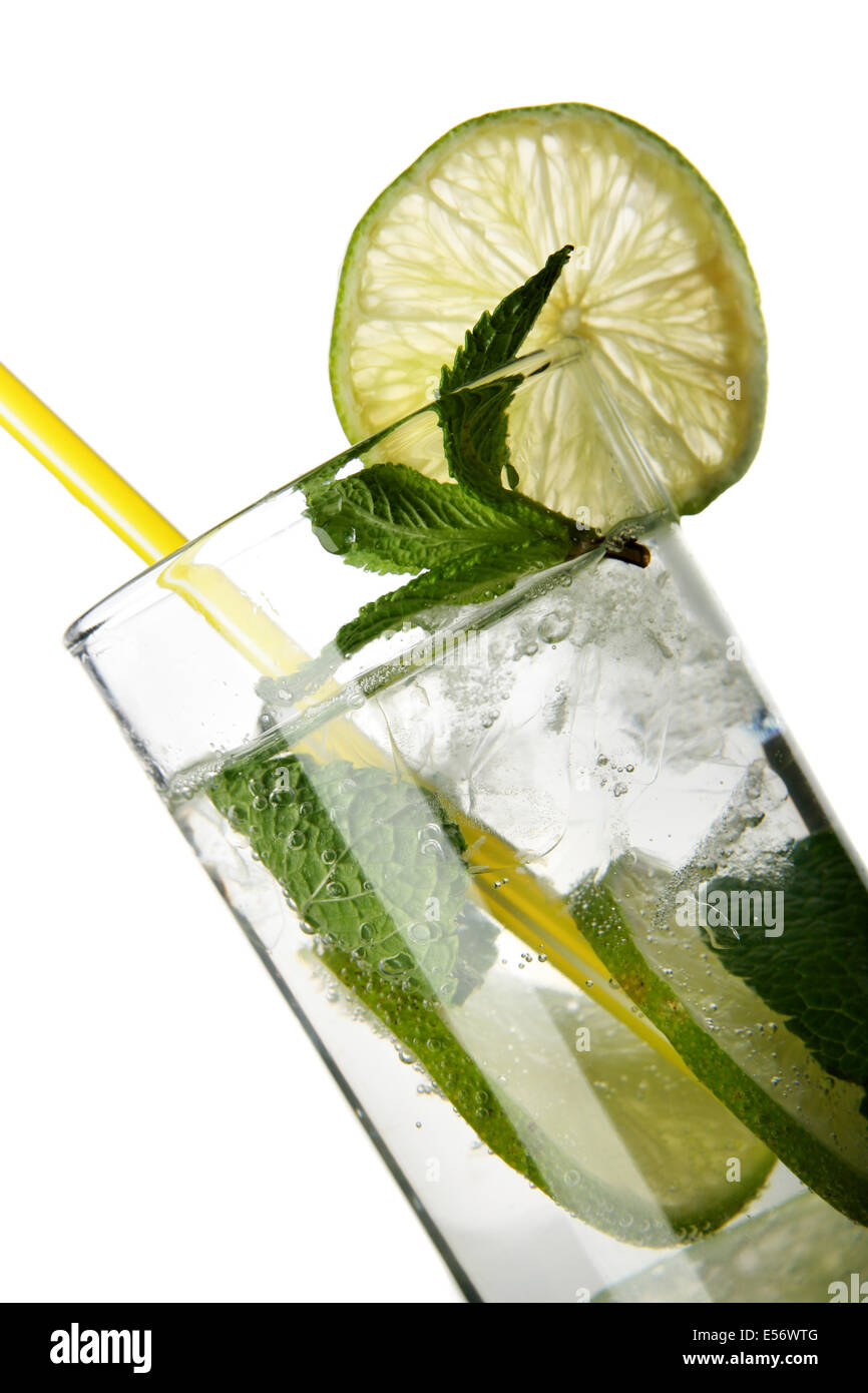 Glass of mojito close up isolated over white background Stock Photo - Alamy