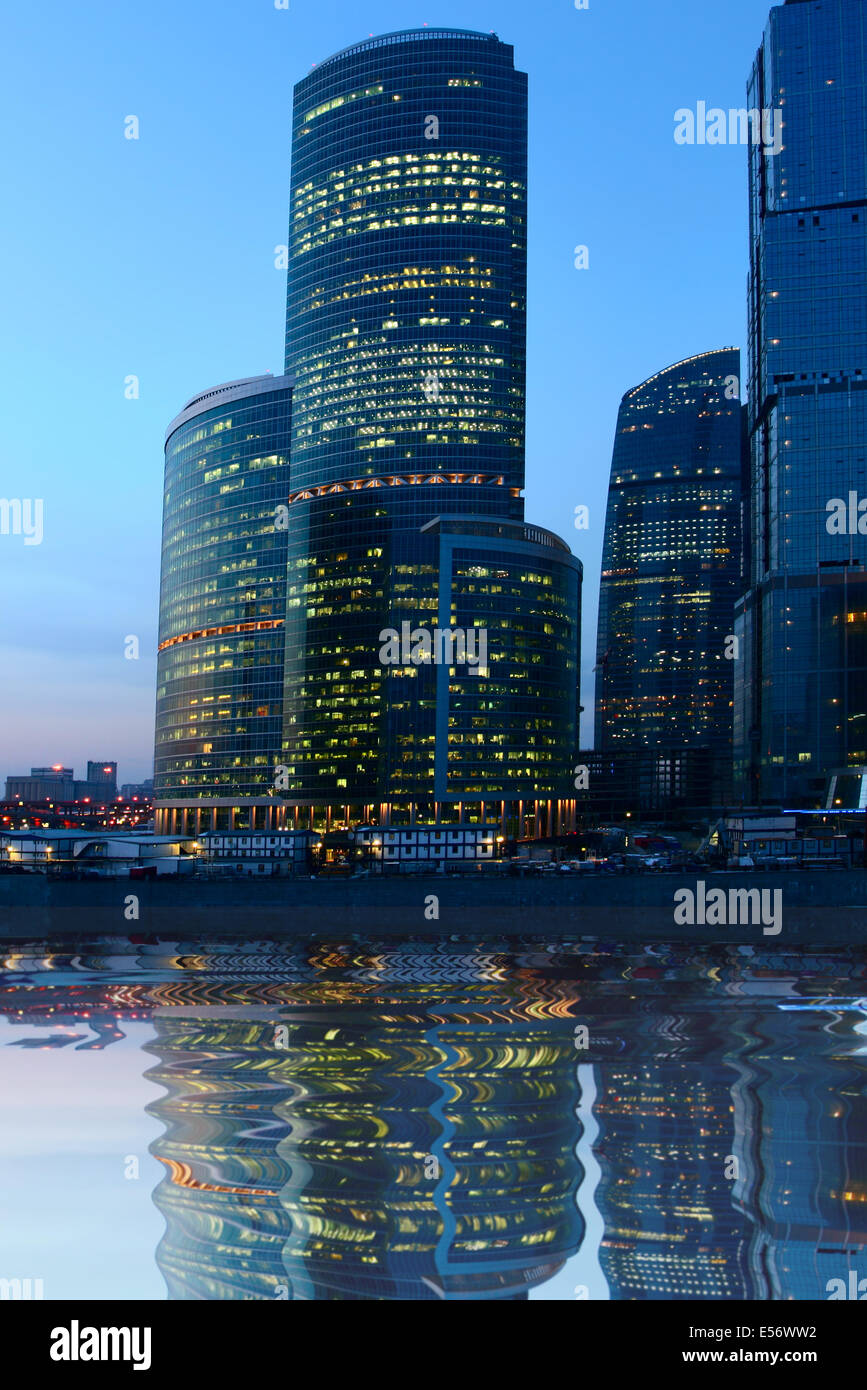Skyscrapers on river bank night hi-res stock photography and images - Alamy
