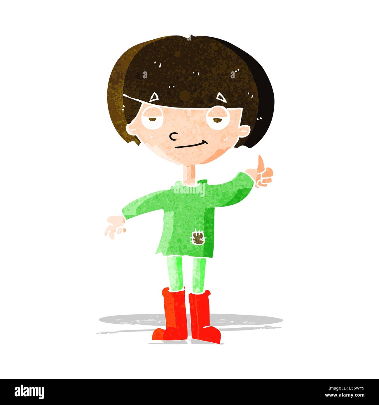 cartoon boy in poor clothing giving thumbs up symbol Stock Vector Image ...