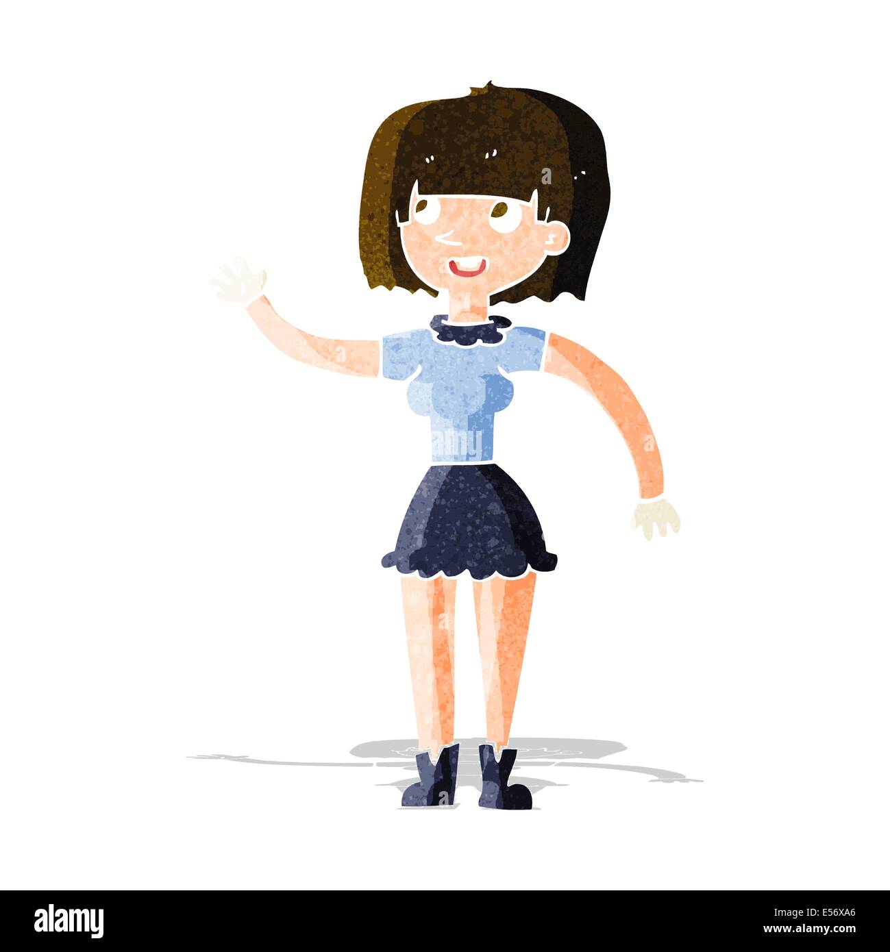 cartoon girl waving Stock Vector Image & Art - Alamy