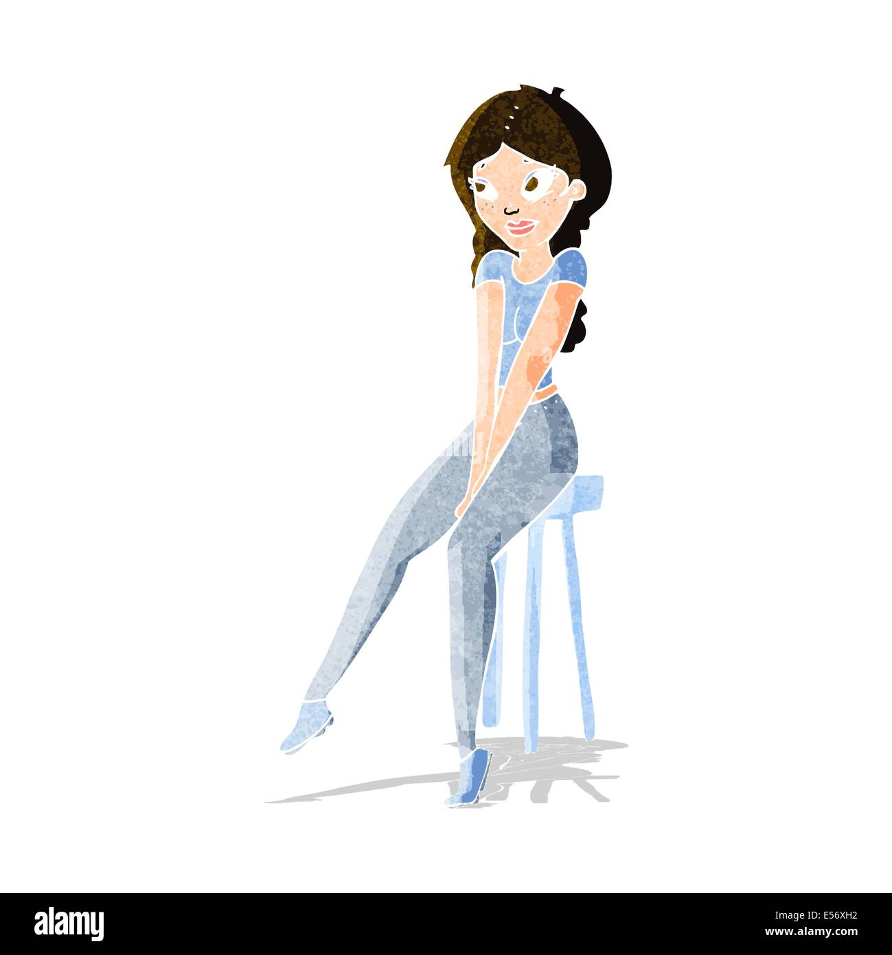 cartoon pretty girl on stool Stock Vector Image & Art - Alamy
