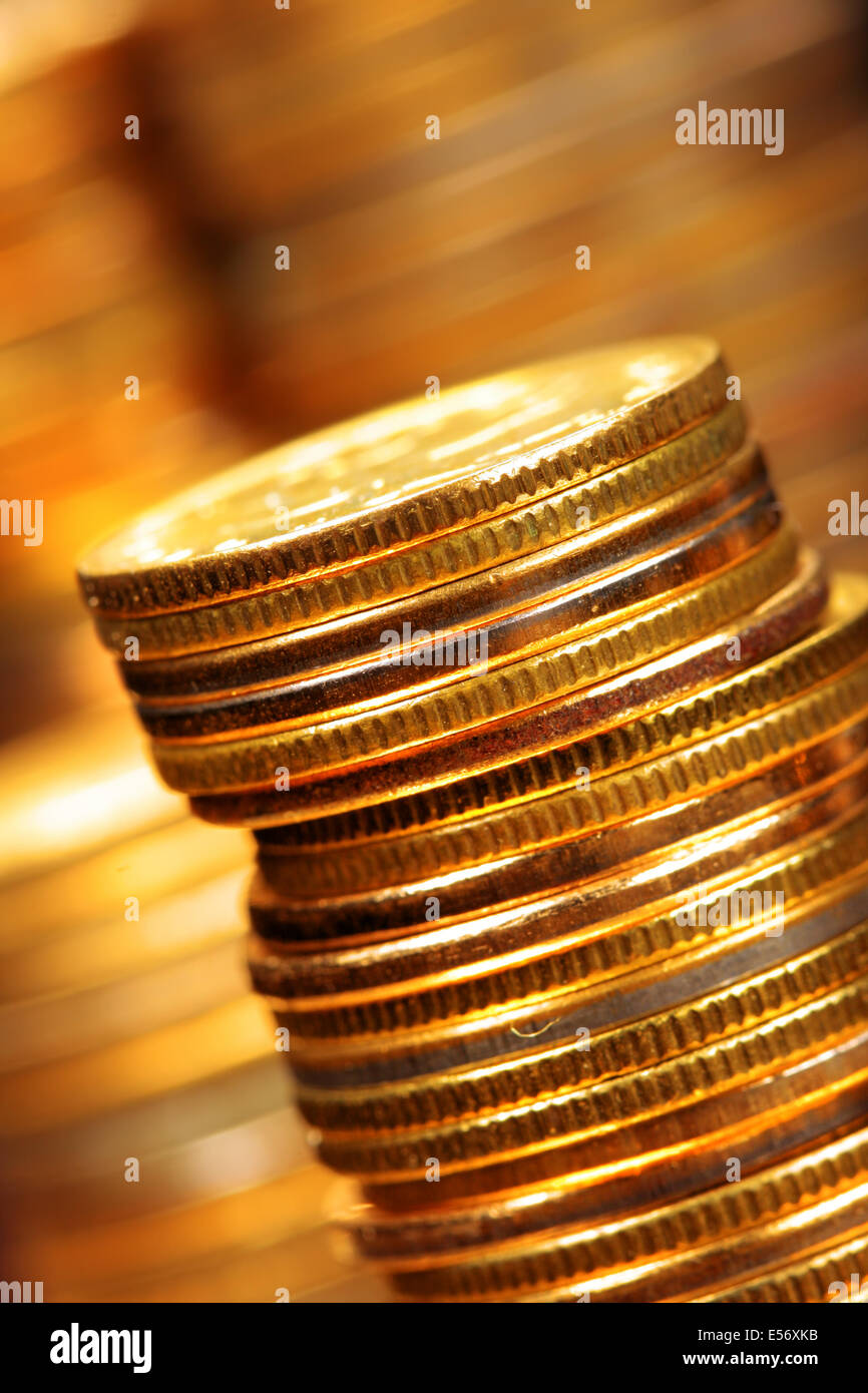 Stack of gold coins close up Stock Photo - Alamy