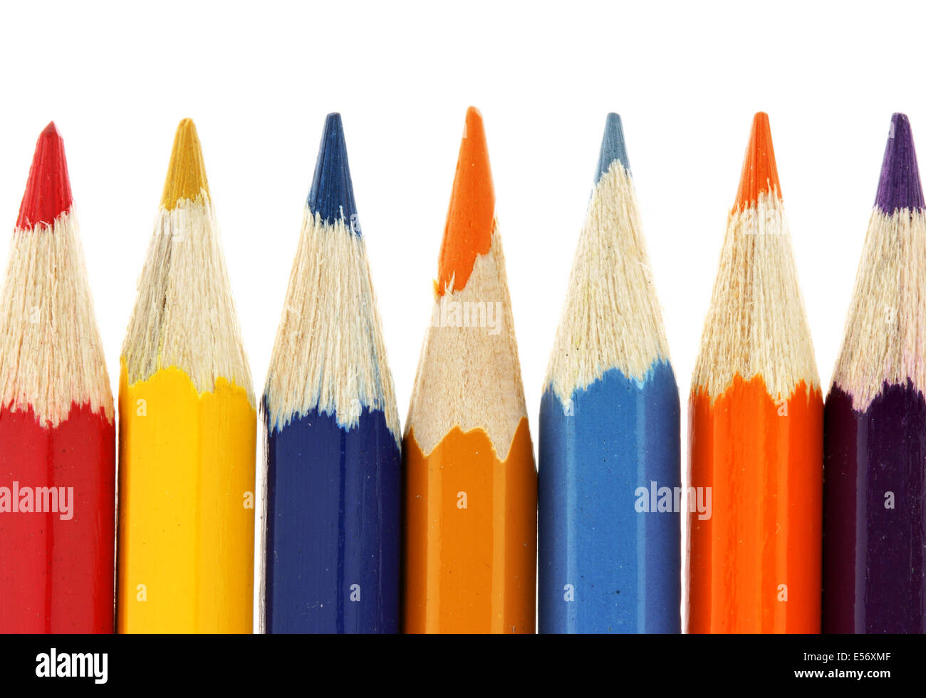 Color pencils macro isolated over white background Stock Photo - Alamy