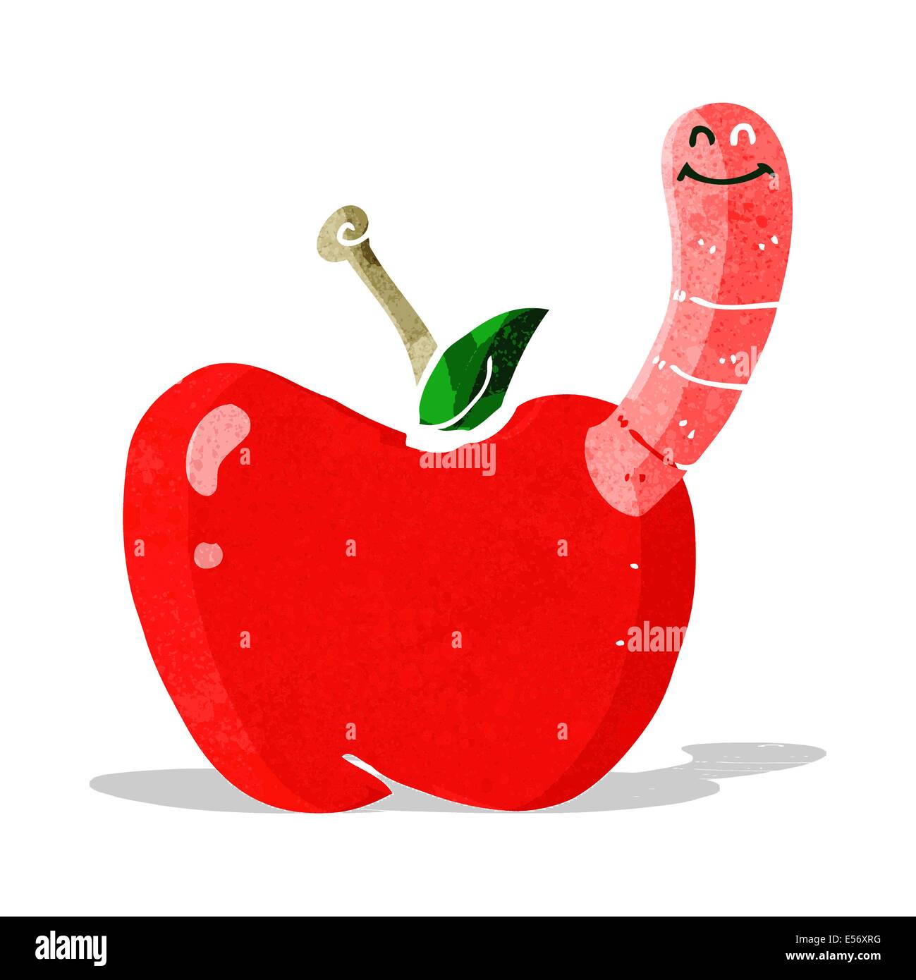 cartoon apple with worm Stock Vector Image & Art - Alamy