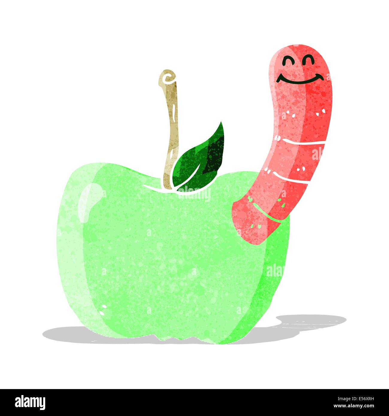 cartoon apple with worm Stock Vector Image & Art - Alamy