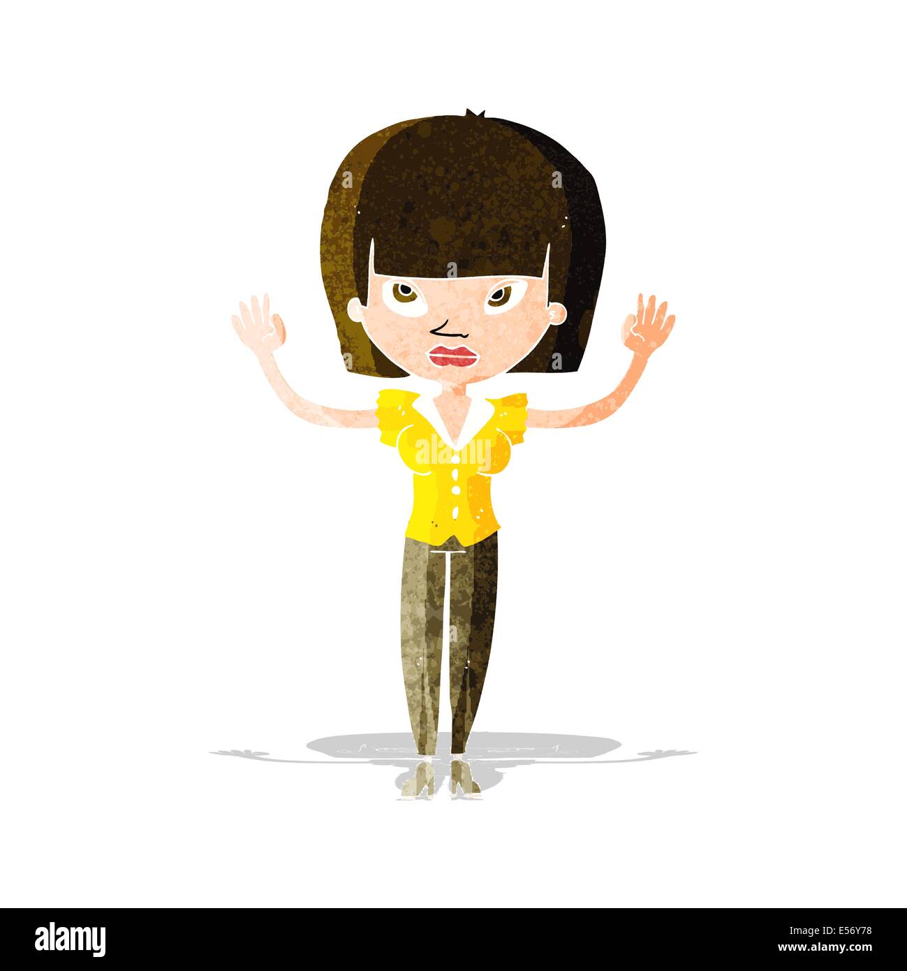 cartoon woman with raised hands Stock Vector Image & Art - Alamy