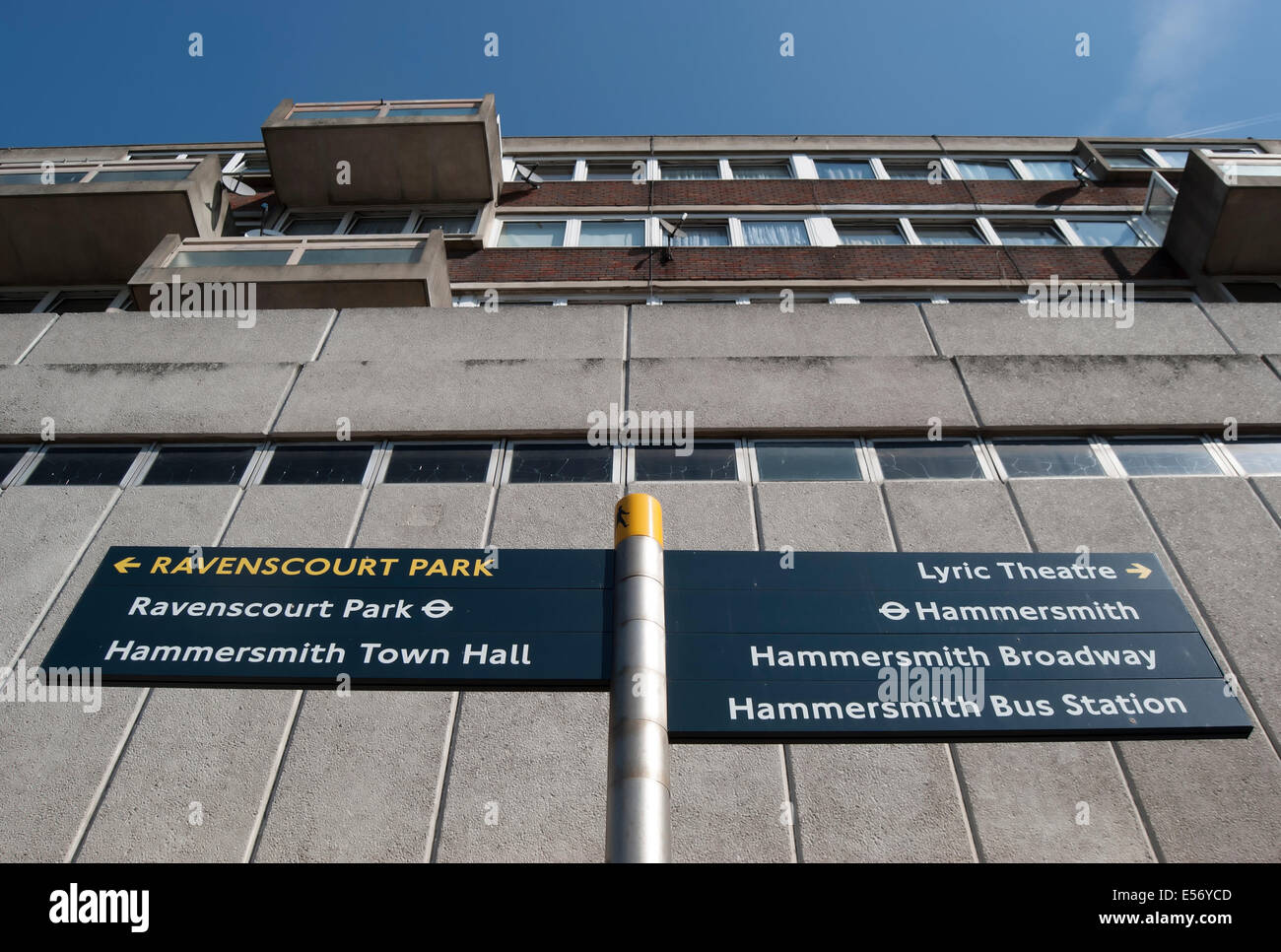 signpost giving directions in hammersmith, west london, england Stock ...