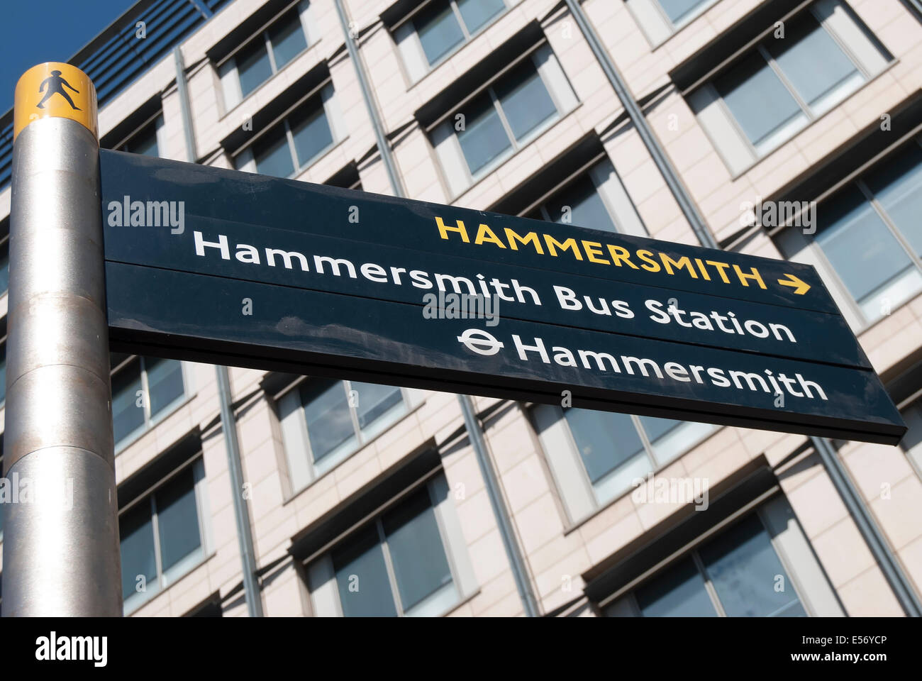 signpost giving directions in hammersmith, west london, england Stock ...