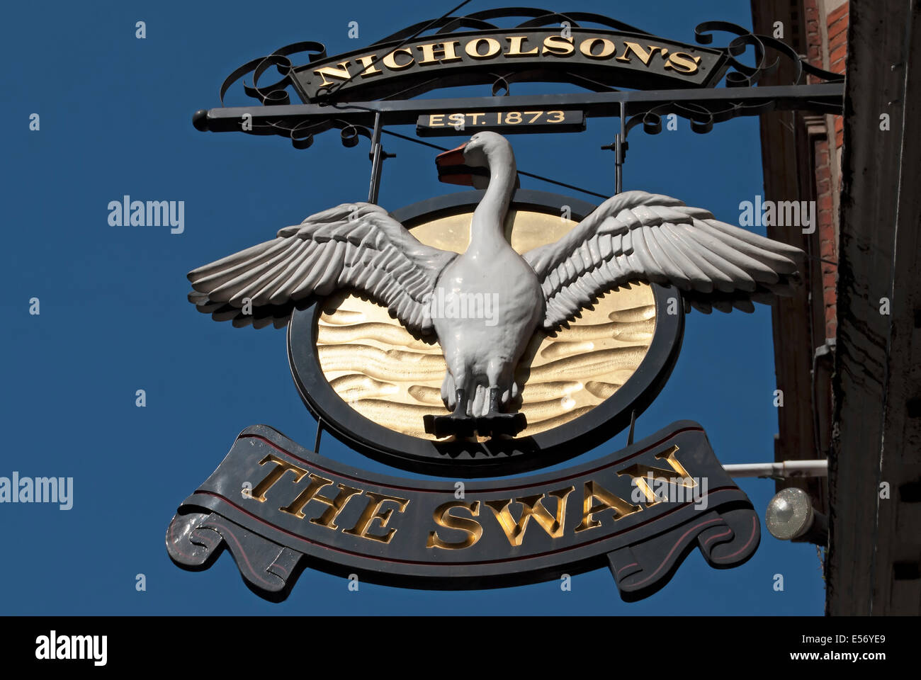 pub sign for the swan, hammersmith, london, england Stock Photo - Alamy