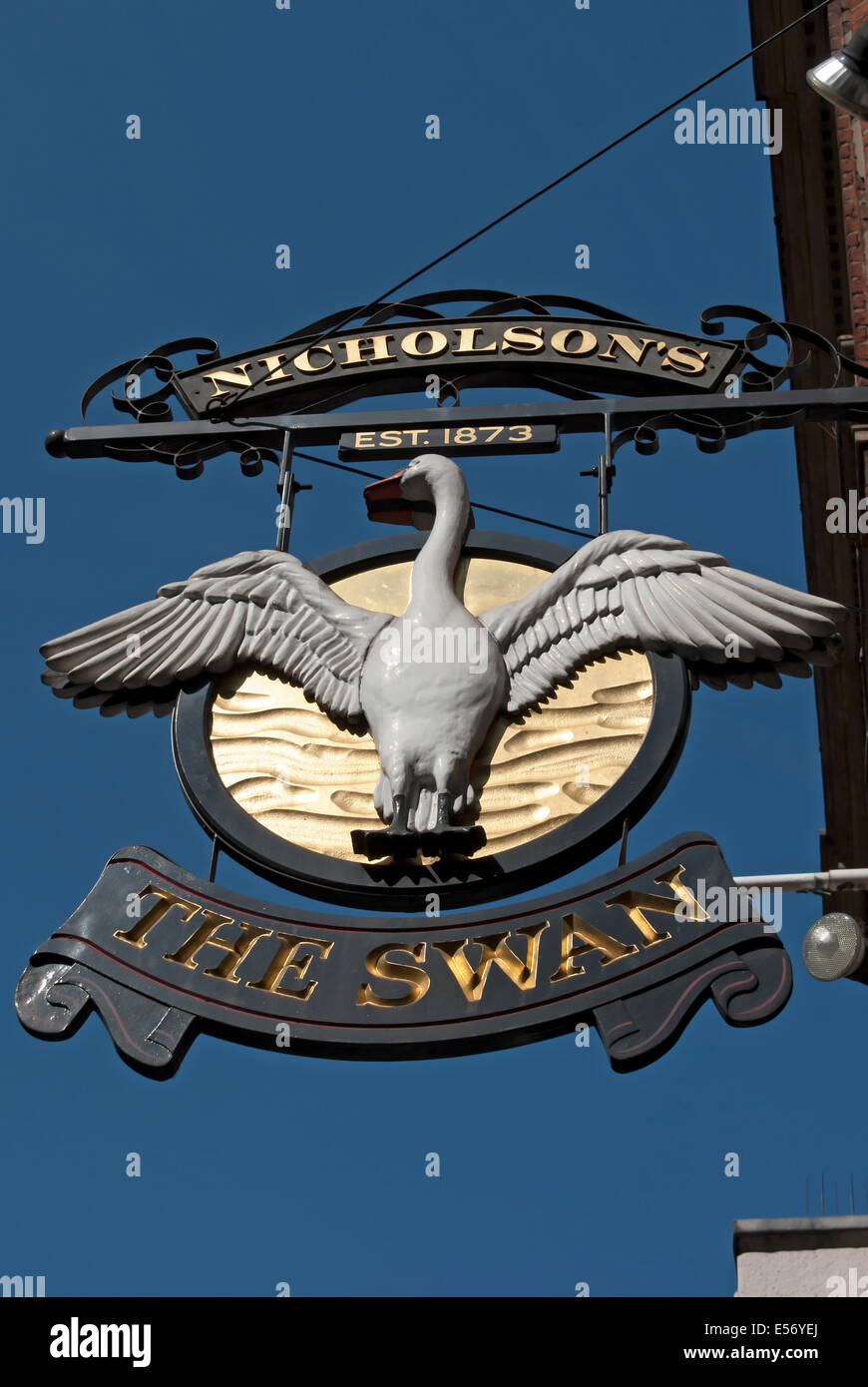 pub sign for the swan, hammersmith, london, england Stock Photo - Alamy