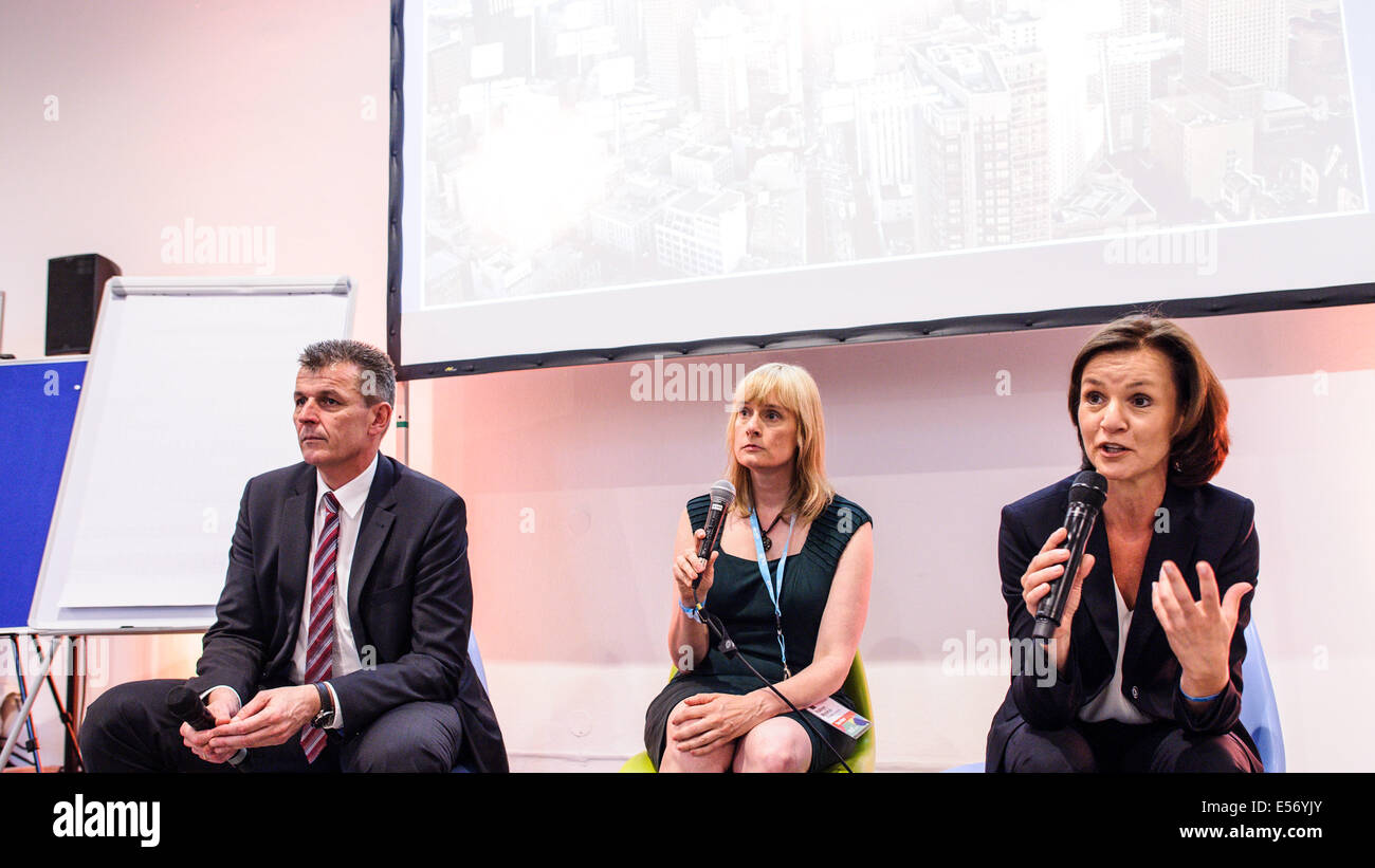 MUNICH/GERMANY - JULY 21: (l-r) Markus Schramm (BMW), Kathryn Myroruk (Singularity University ...