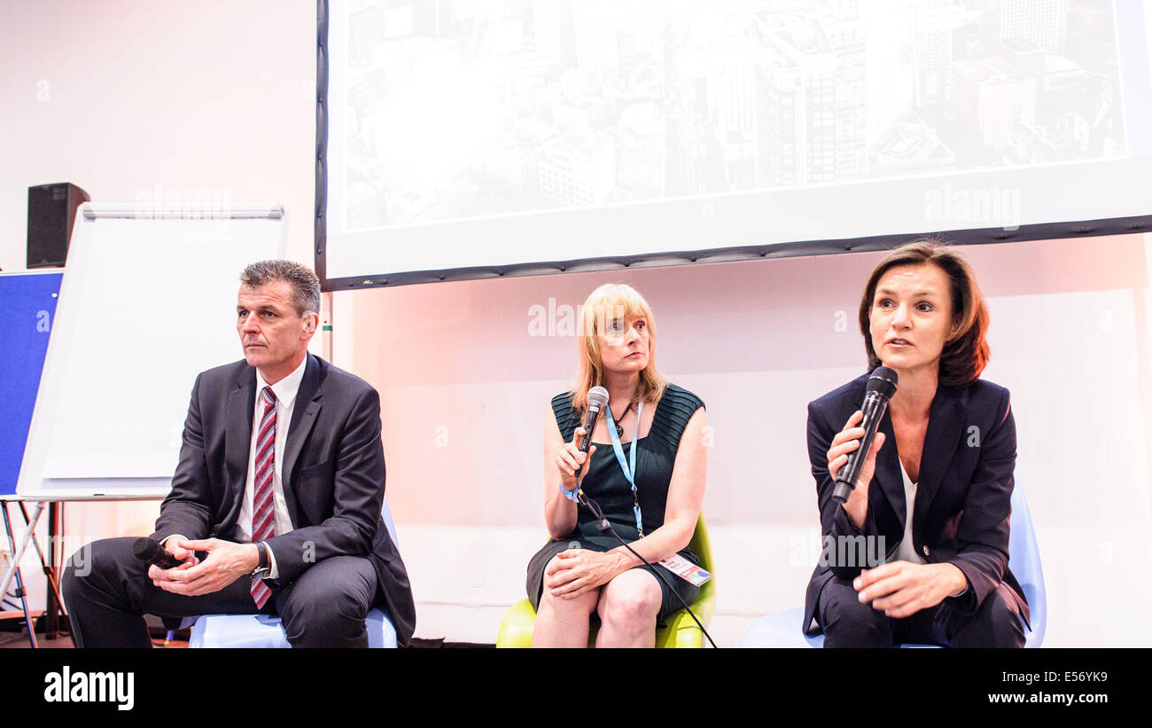 MUNICH/GERMANY - JULY 21: (l-r) Markus Schramm (BMW), Kathryn Myroruk (Singularity University ...