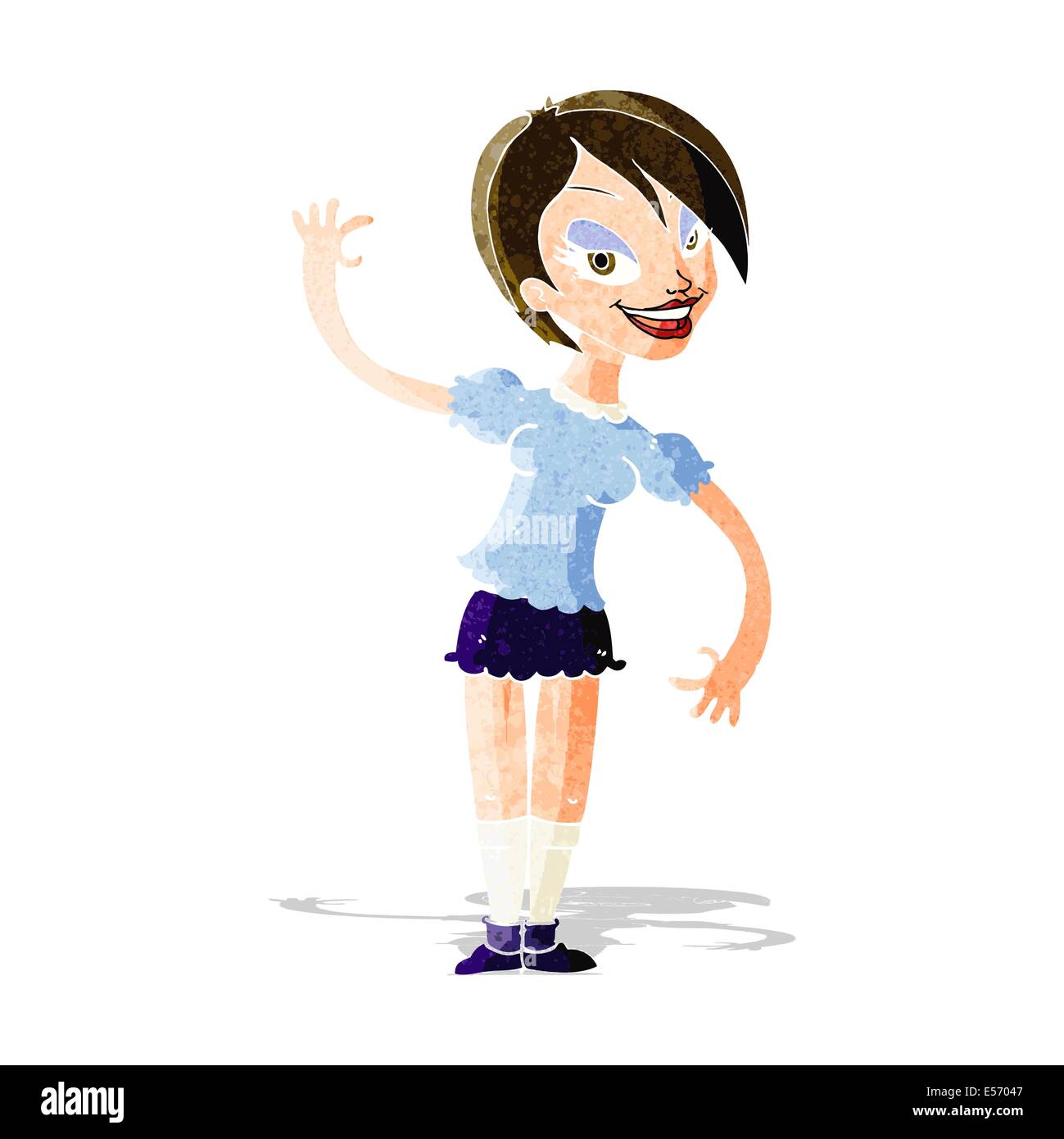 cartoon girl waving Stock Vector Image & Art - Alamy