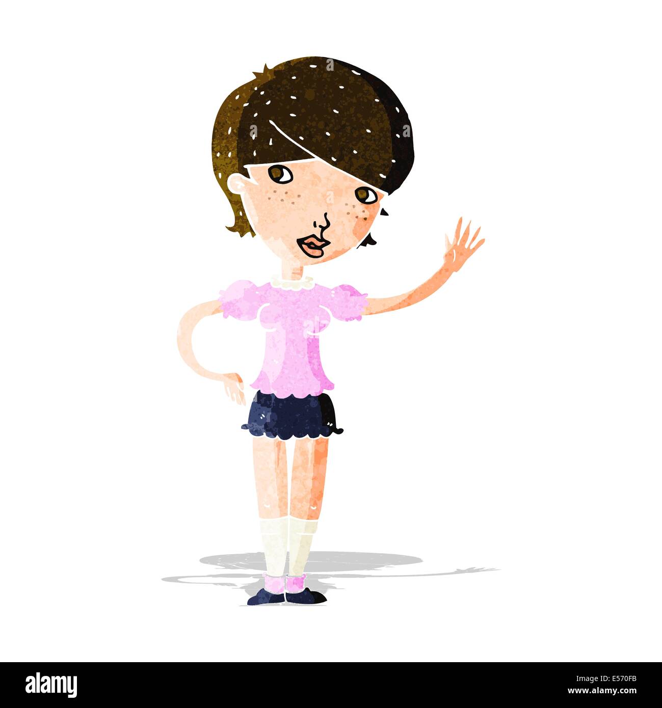 cartoon girl waving Stock Vector Image & Art - Alamy