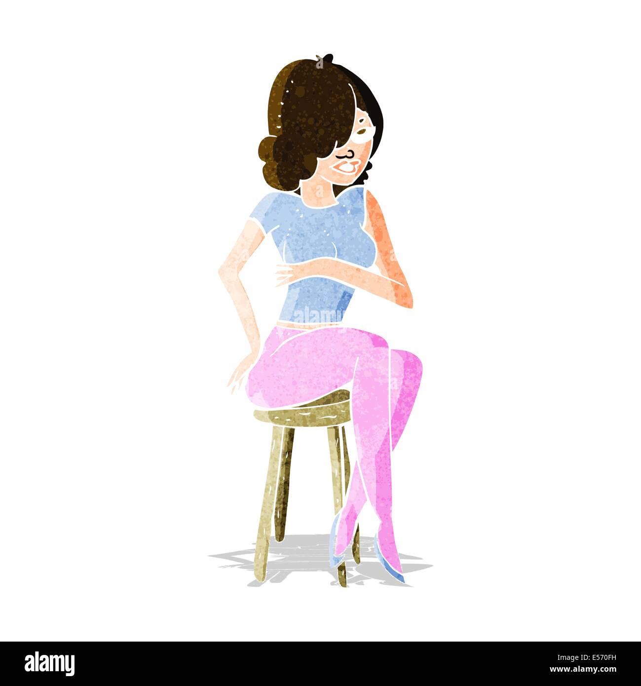 cartoon woman sitting on bar stool Stock Vector Image & Art - Alamy