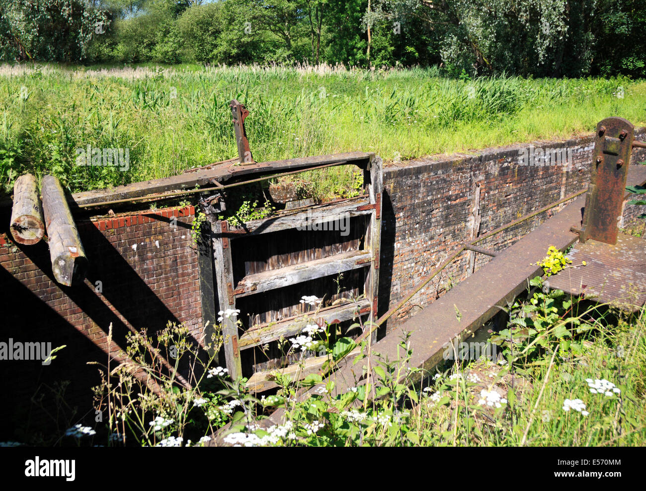 A view of a disused lock on the old North Walsham and Dilham Canal at ...
