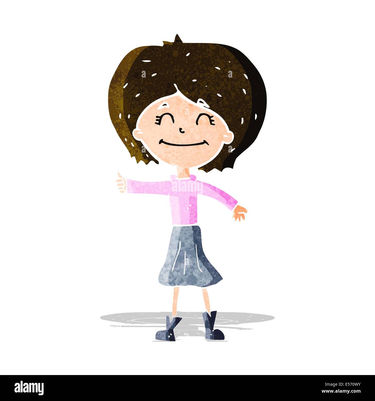 cartoon happy girl giving thumbs up symbol Stock Vector Image & Art - Alamy