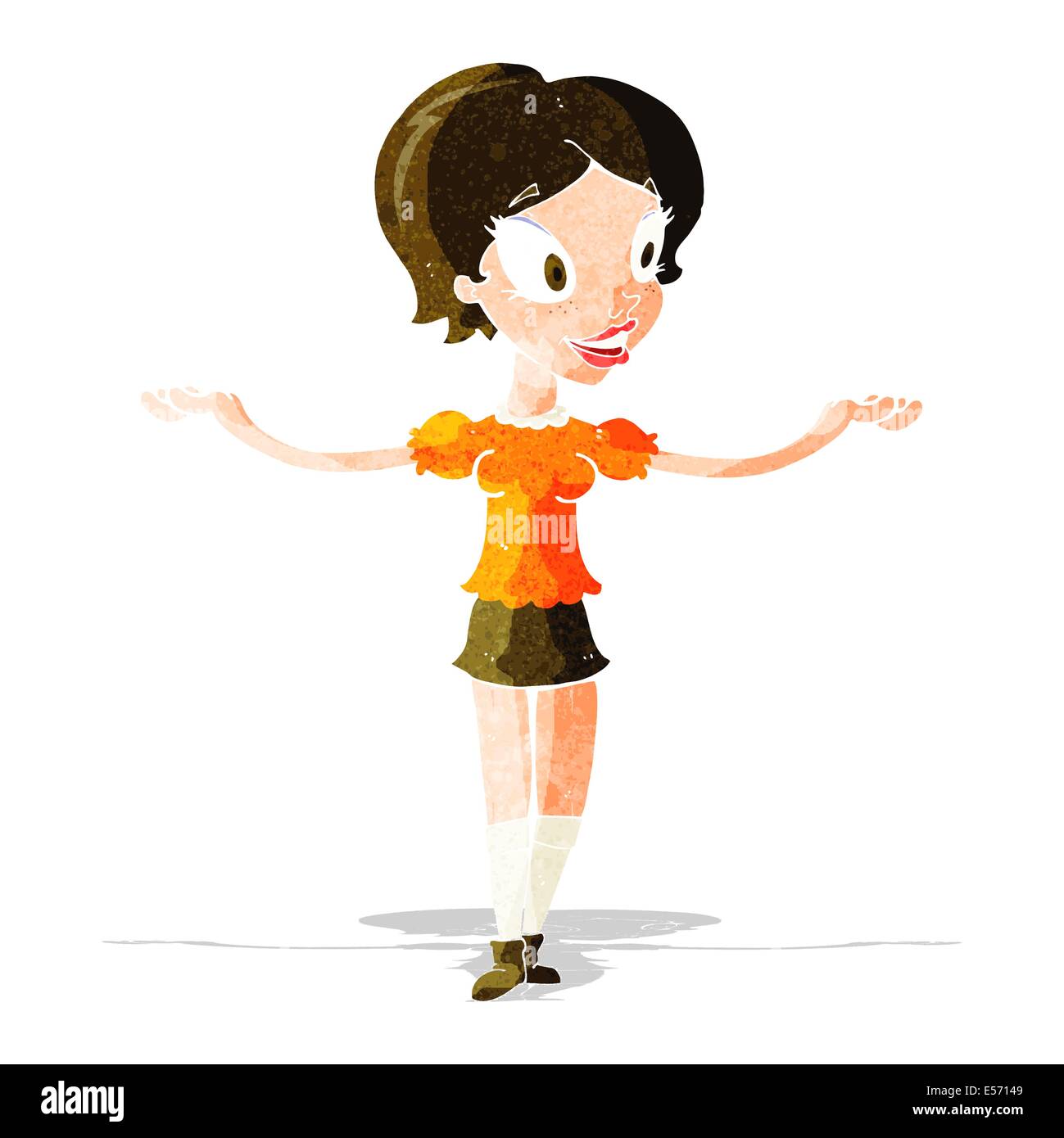 cartoon woman with arms spread wide Stock Vector Image & Art - Alamy
