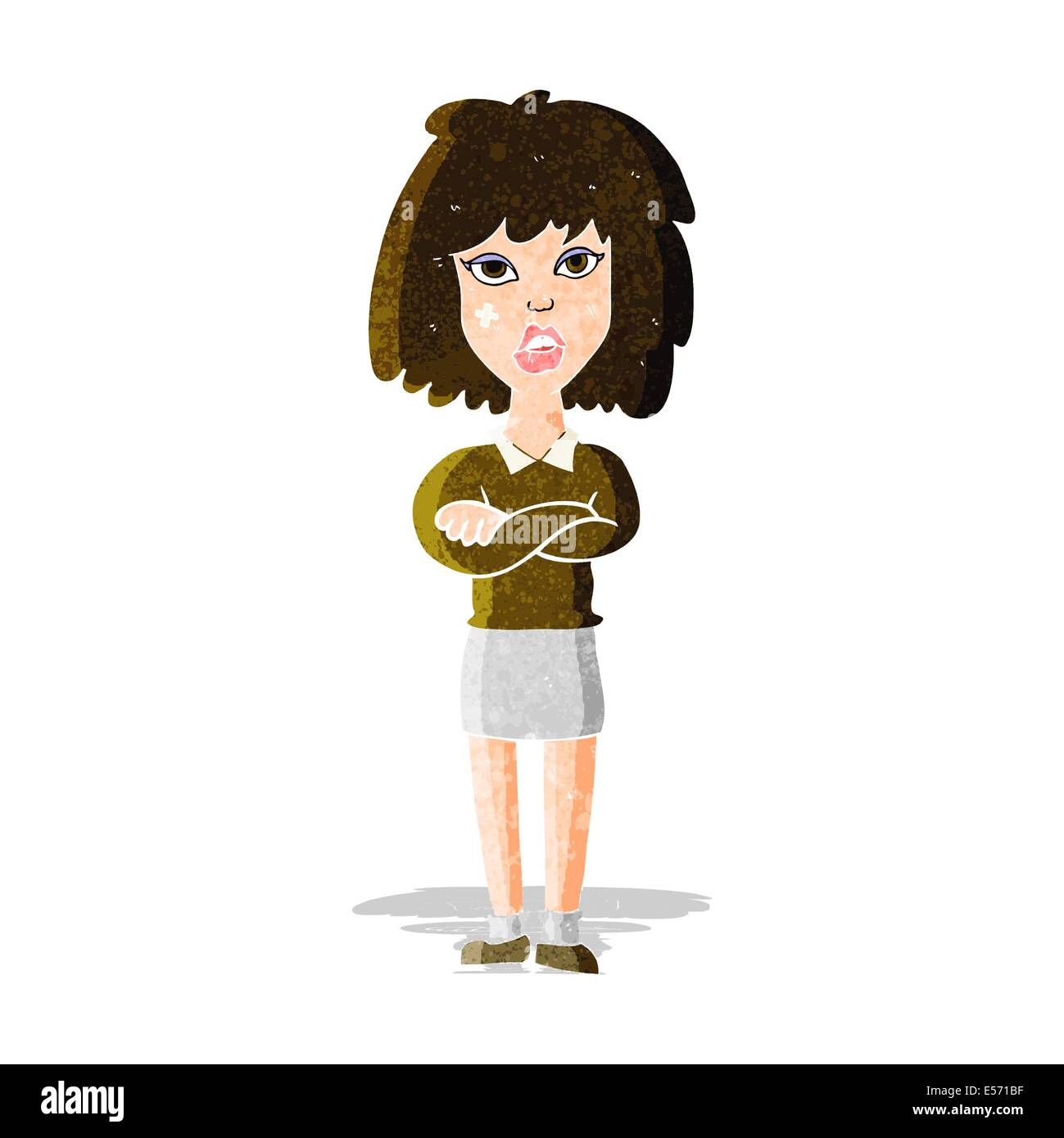 cartoon tough woman with folded arms Stock Vector Image & Art - Alamy