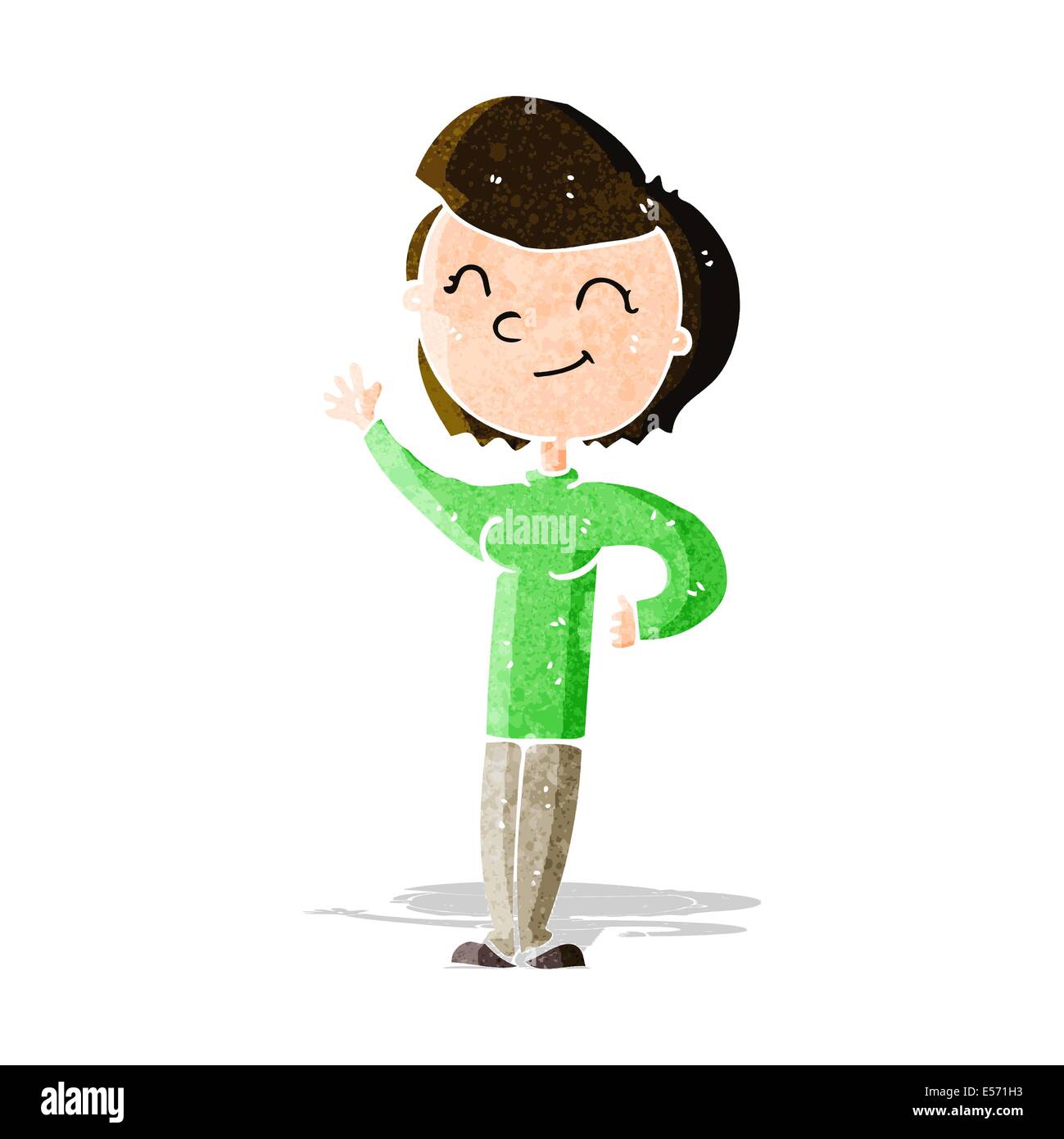 cartoon friendly waving woman Stock Vector Image & Art - Alamy