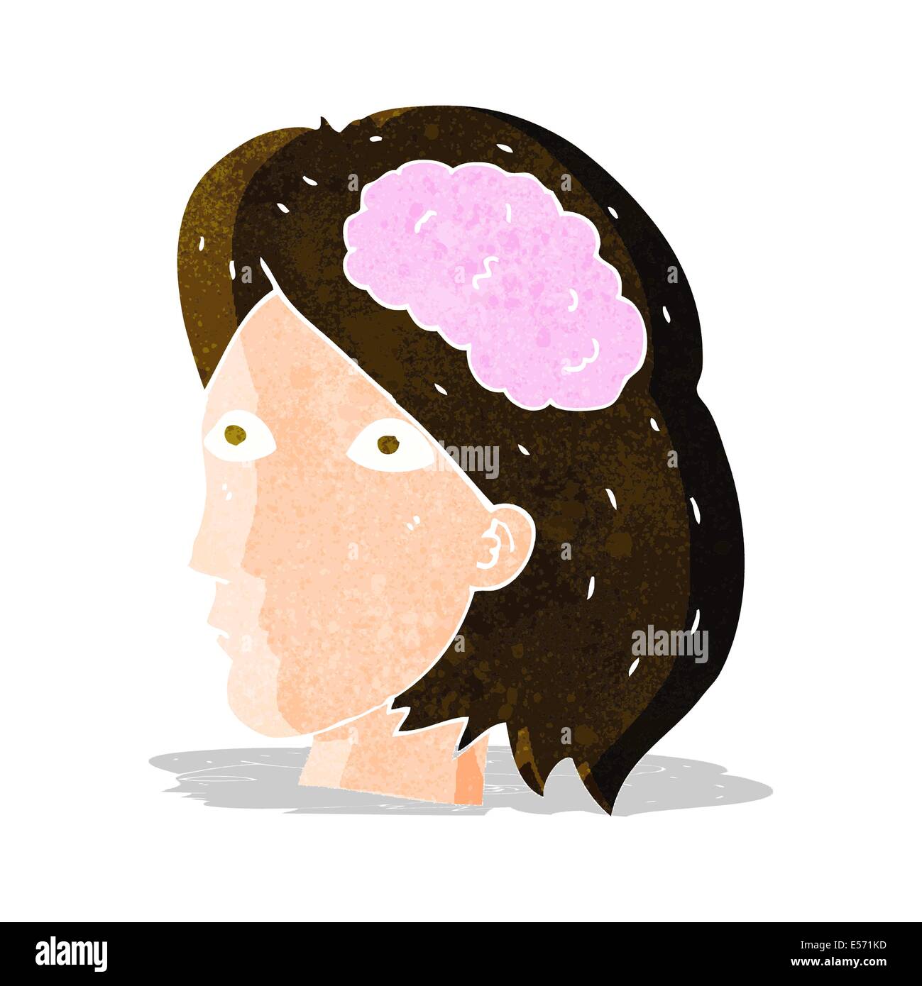 cartoon female head with brain symbol Stock Vector Image & Art - Alamy