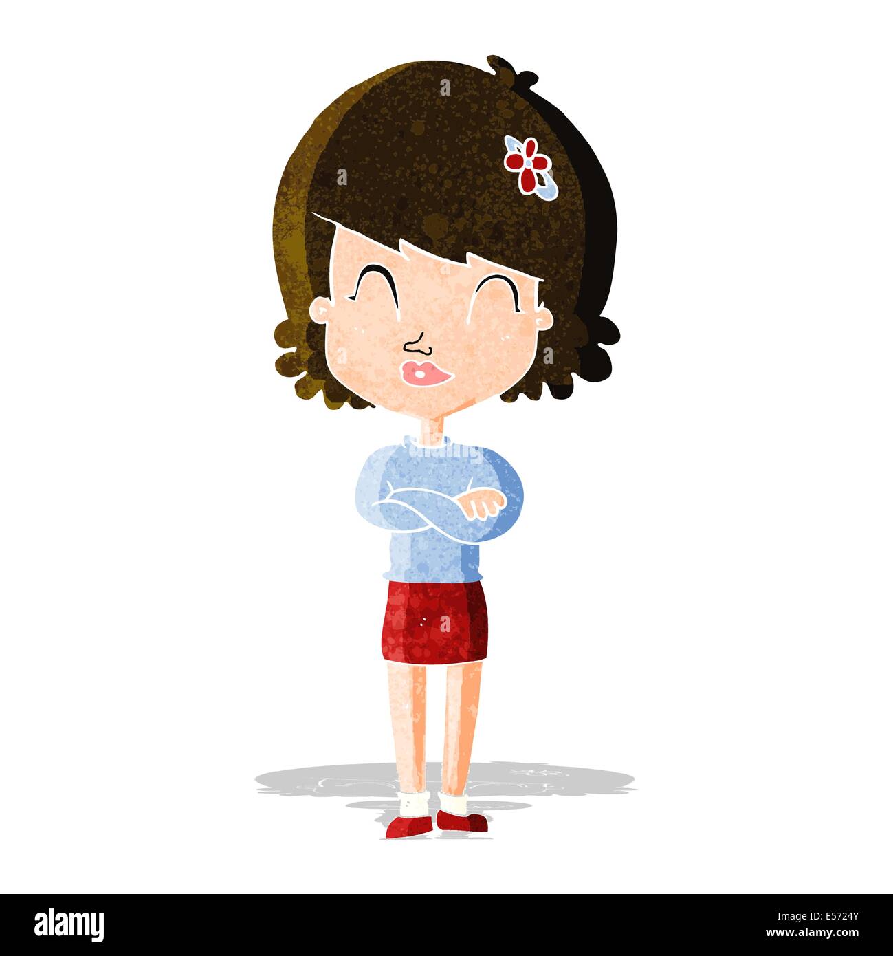 cartoon happy woman with folded arms Stock Vector Image & Art - Alamy