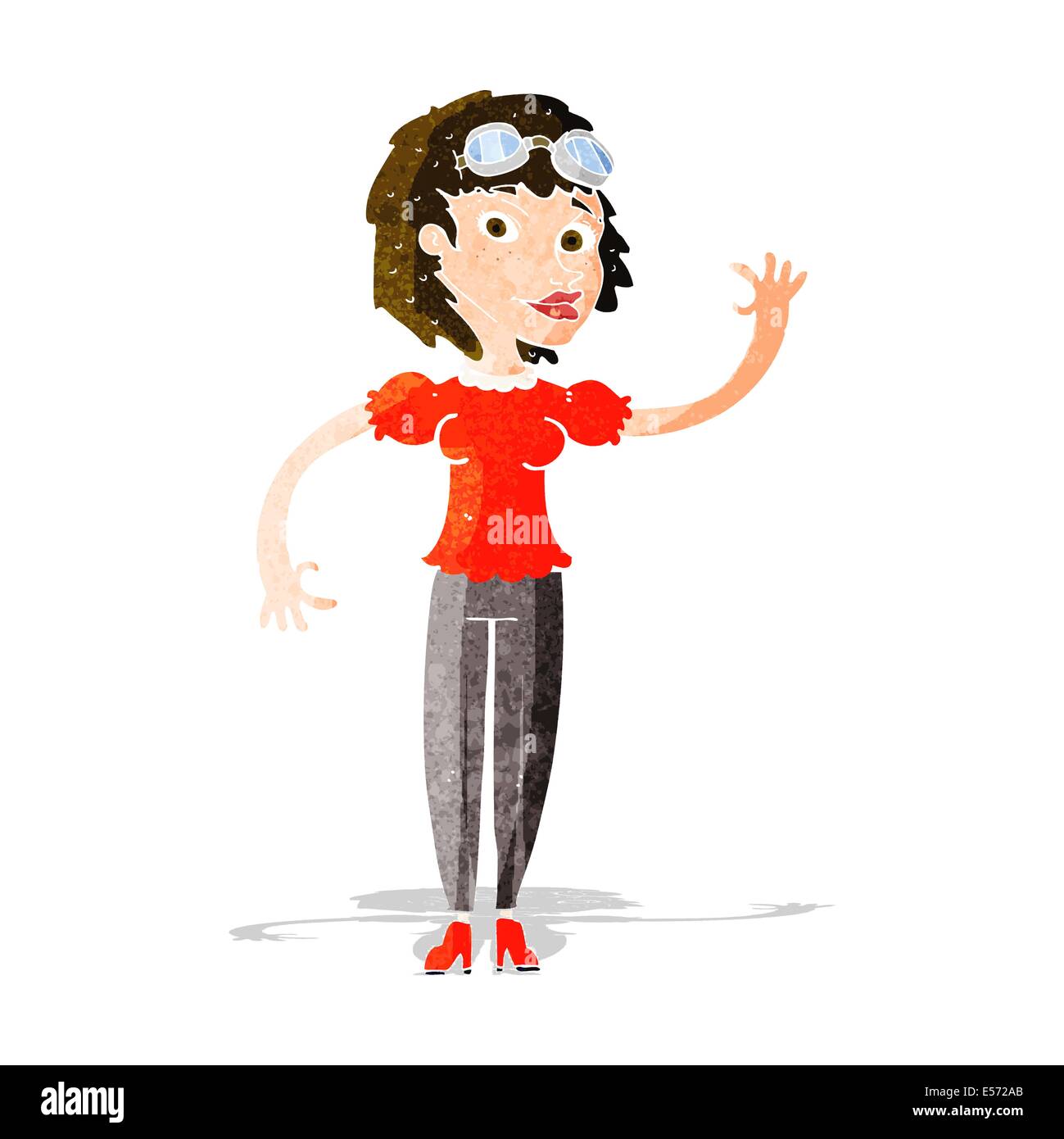 cartoon pilot woman waving Stock Vector Image & Art - Alamy
