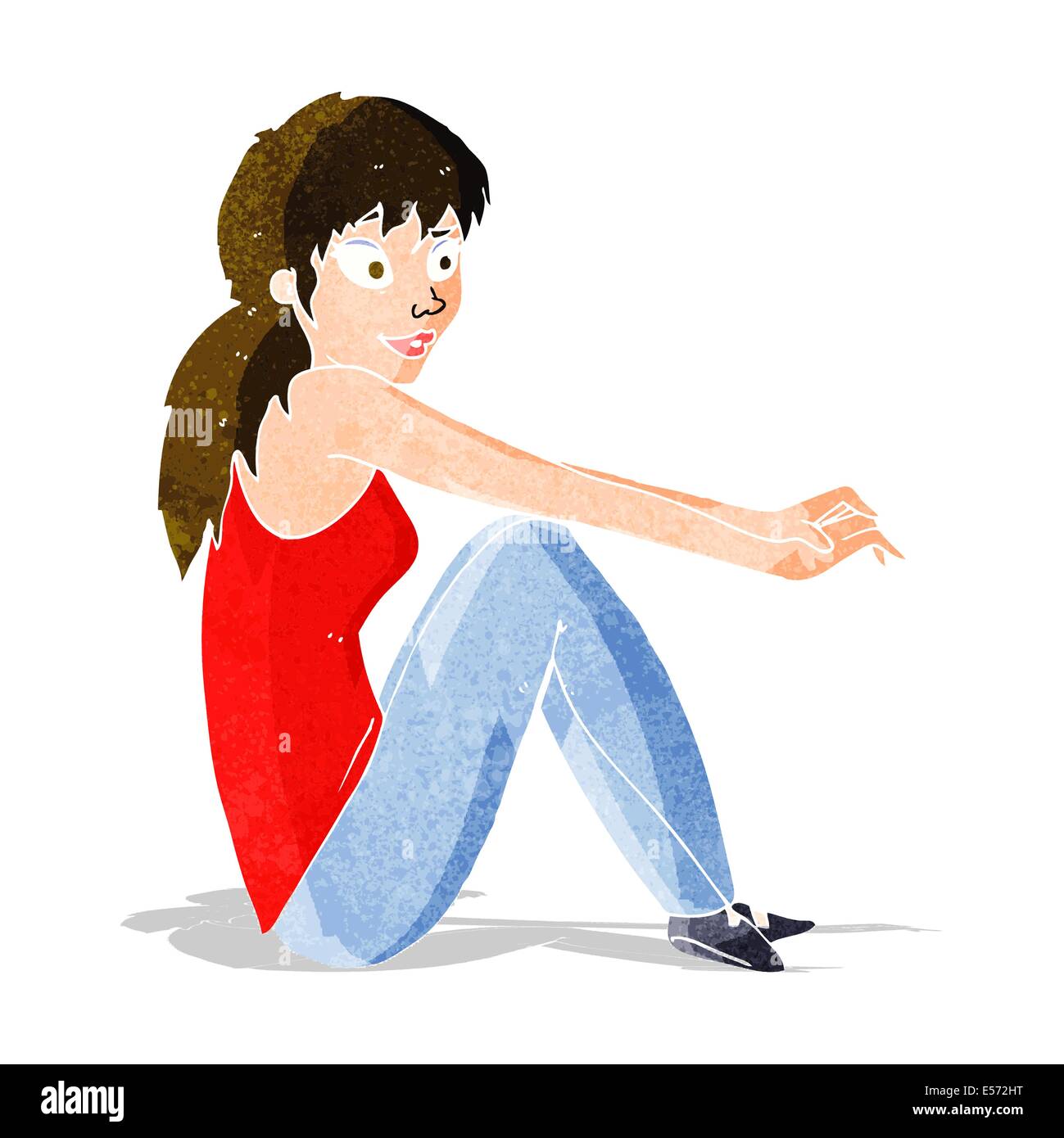 cartoon happy woman sitting Stock Vector Image & Art - Alamy