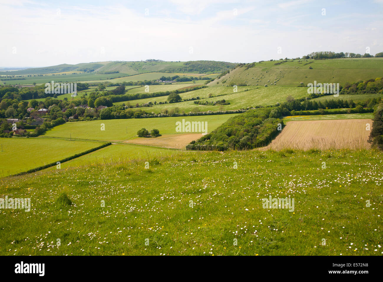 Steep chalk escarpment running westwards on the northern side of the ...