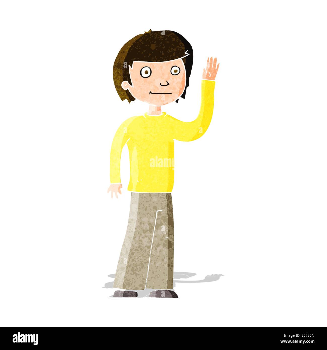 cartoon friendly boy waving Stock Vector Image & Art - Alamy