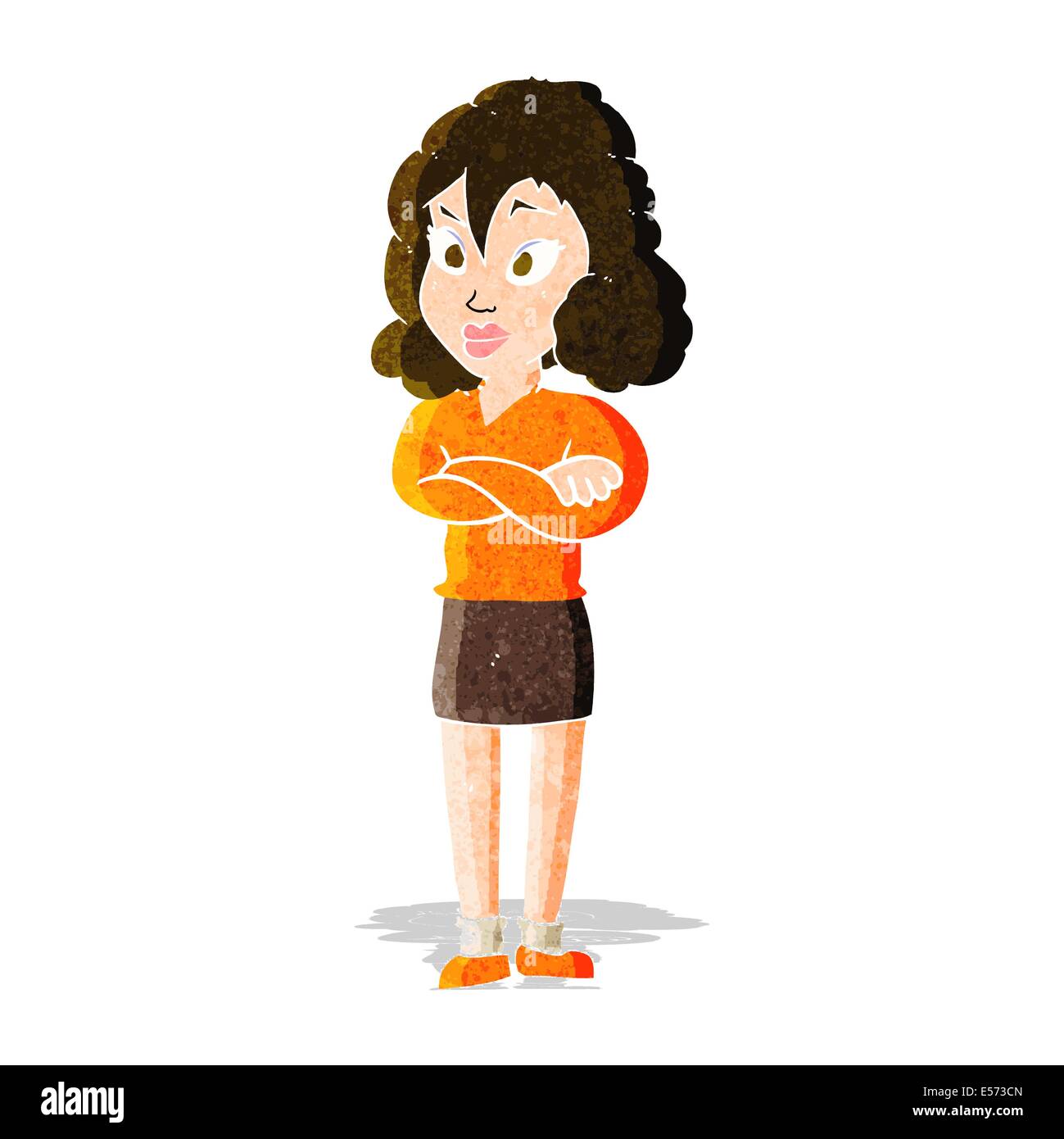Cartoon girl crossed arms Cut Out Stock Images & Pictures - Alamy