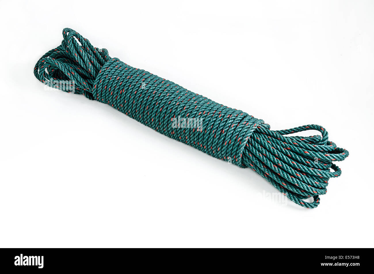 Green nylon rope isolated on white background Stock Photo - Alamy