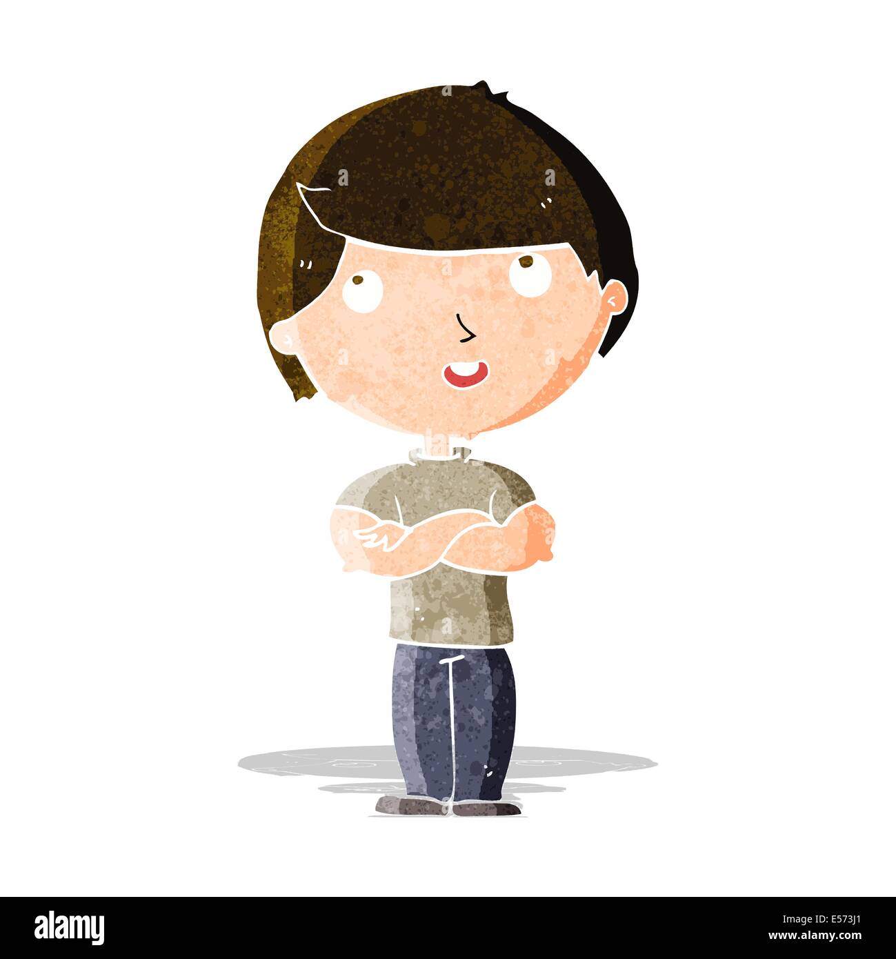 cartoon happy man with folded arms Stock Vector Image & Art - Alamy