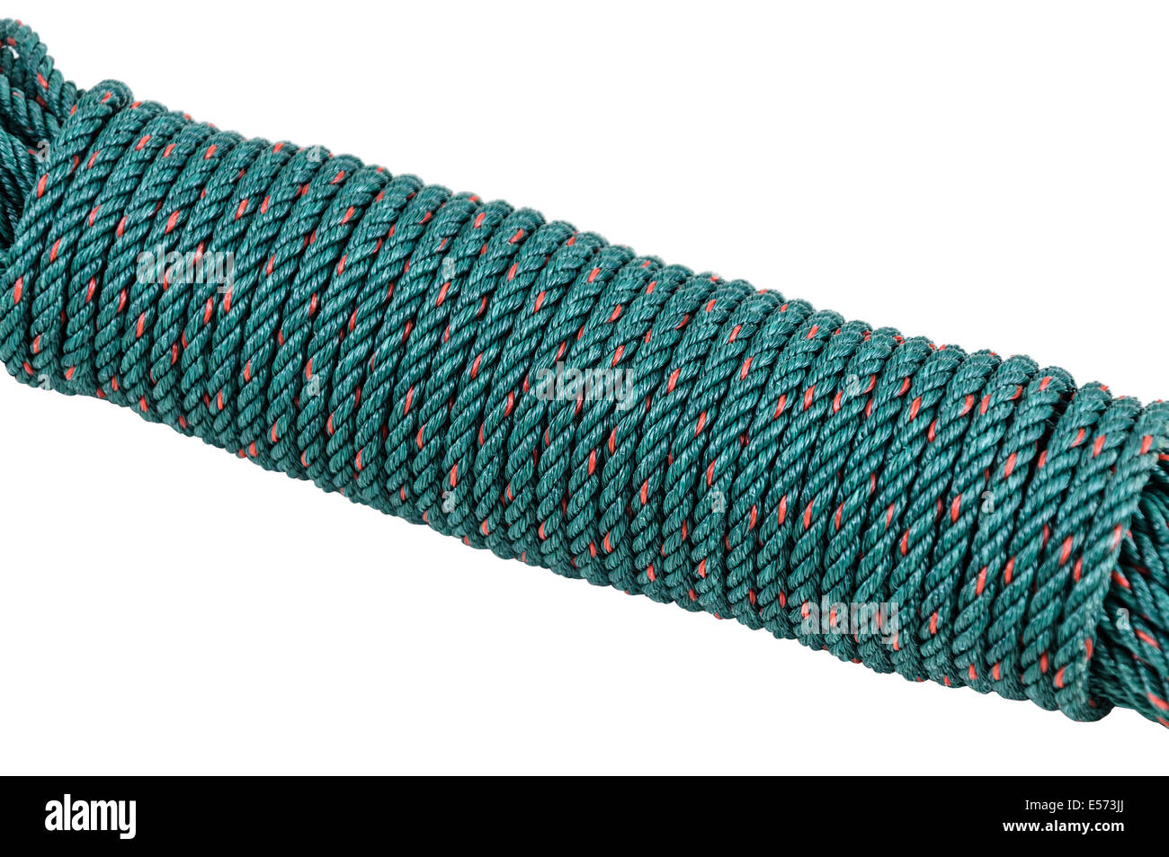 Green nylon rope isolated on white background Stock Photo - Alamy