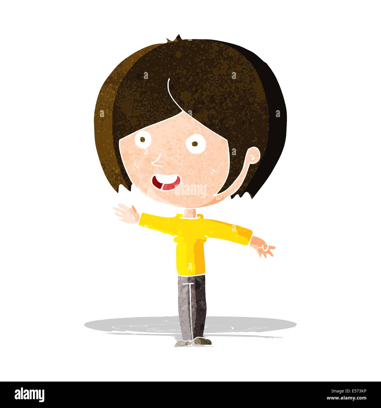 cartoon happy girl waving Stock Vector Image & Art - Alamy