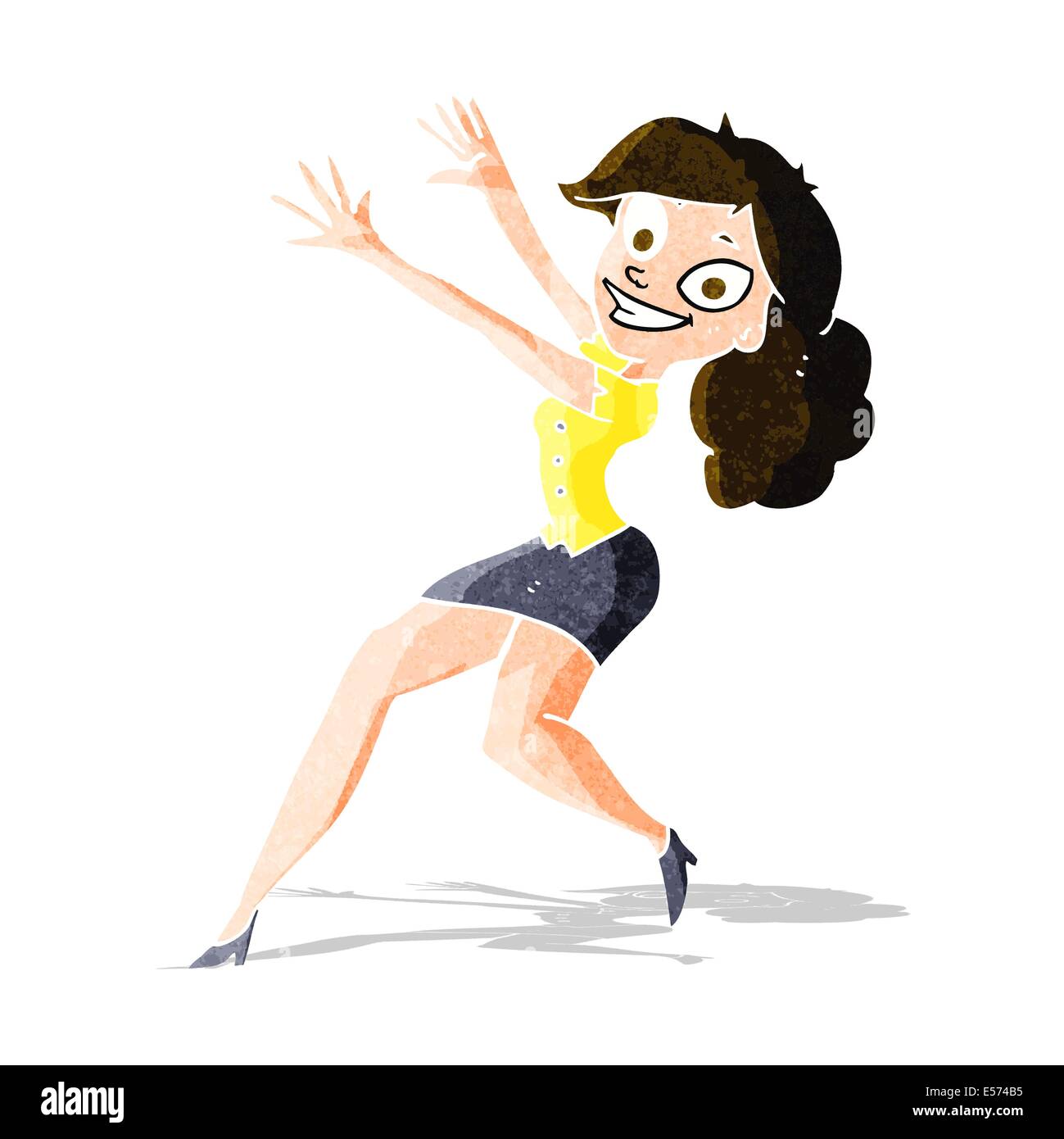 cartoon happy woman jumping Stock Vector Image & Art - Alamy