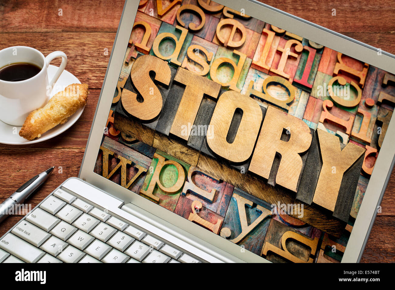 Letter blocks on laptop hi-res stock photography and images - Alamy