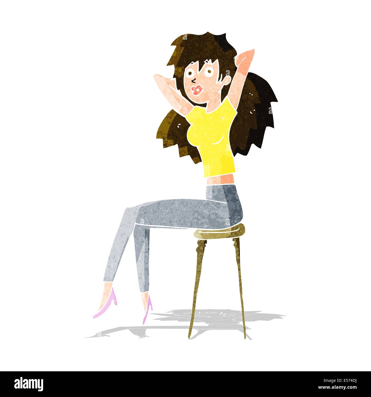 Cartoon Pretty Girl On Stool High Resolution Stock Photography and ...
