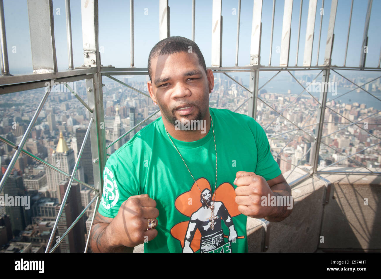 Manhattan, New York, USA. 22nd July, 2014. Heavyweight boxer MIKE PEREZ ...