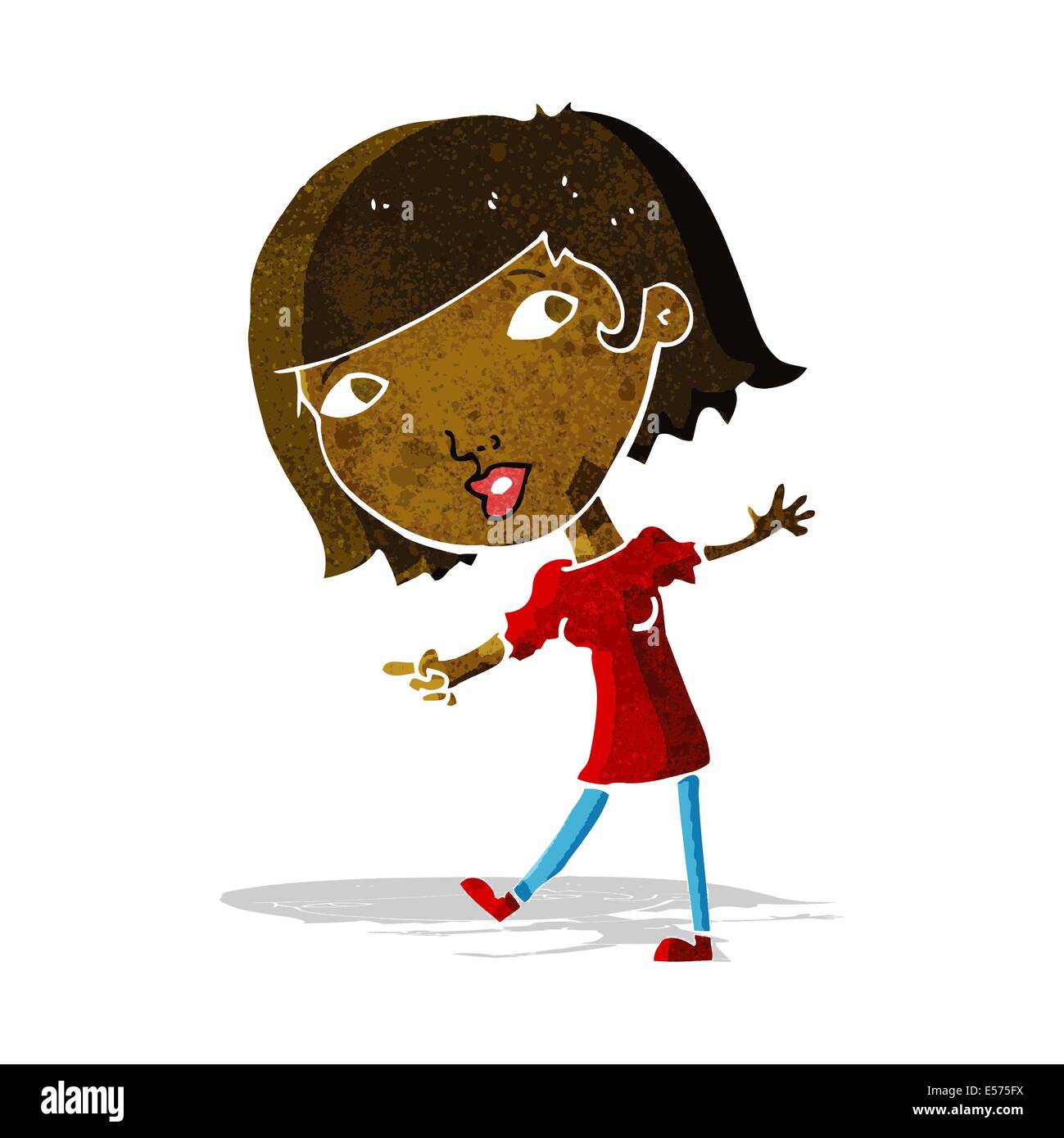cartoon happy girl gesturing to follow Stock Vector Image & Art - Alamy