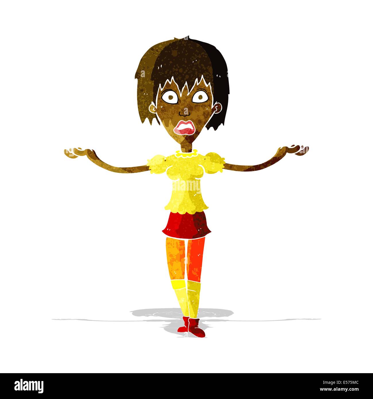 Cartoon woman shrugging shoulders Cut Out Stock Images & Pictures - Alamy
