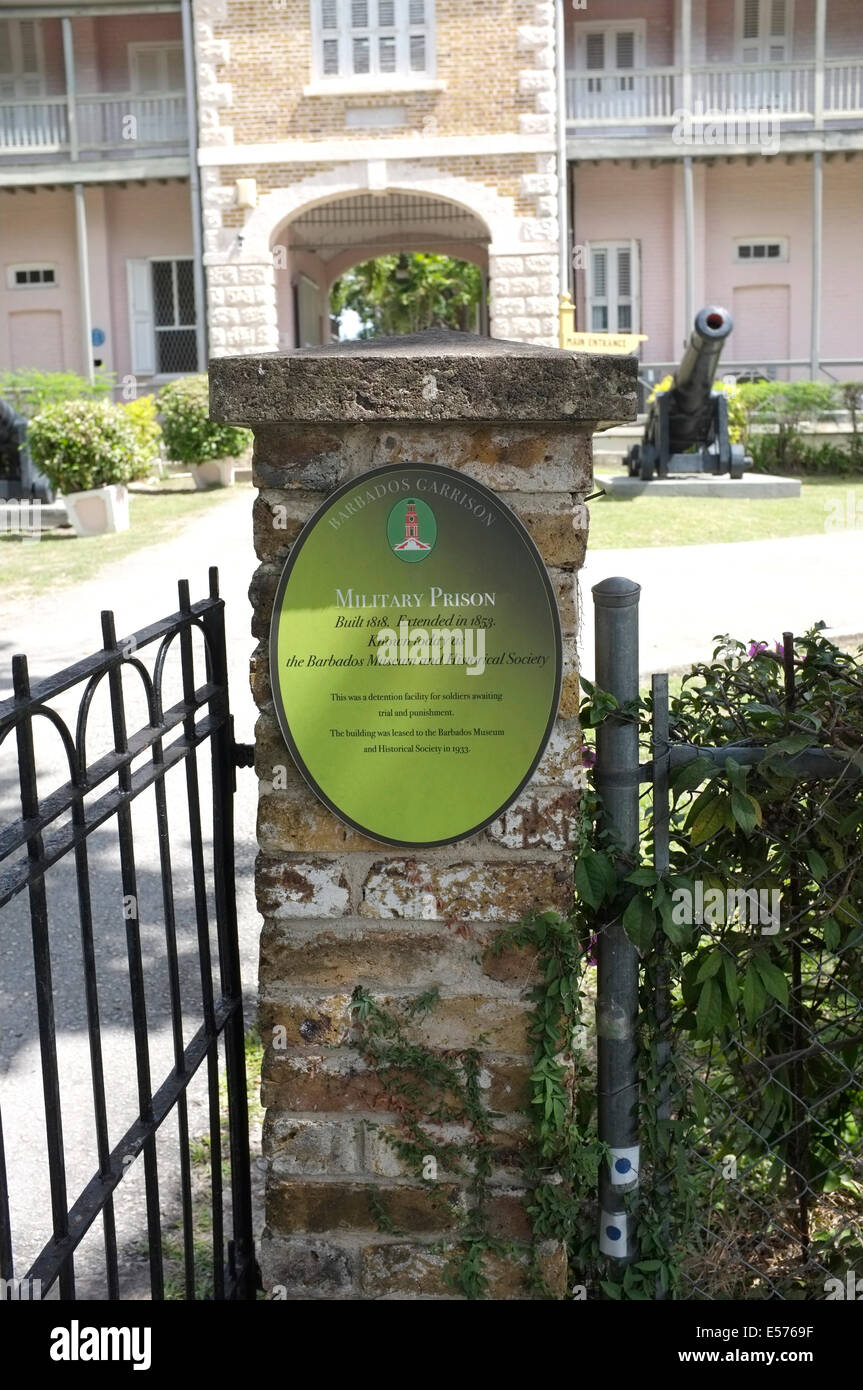 Entrance to the Barbados Garrison housing the Military Prison at ...