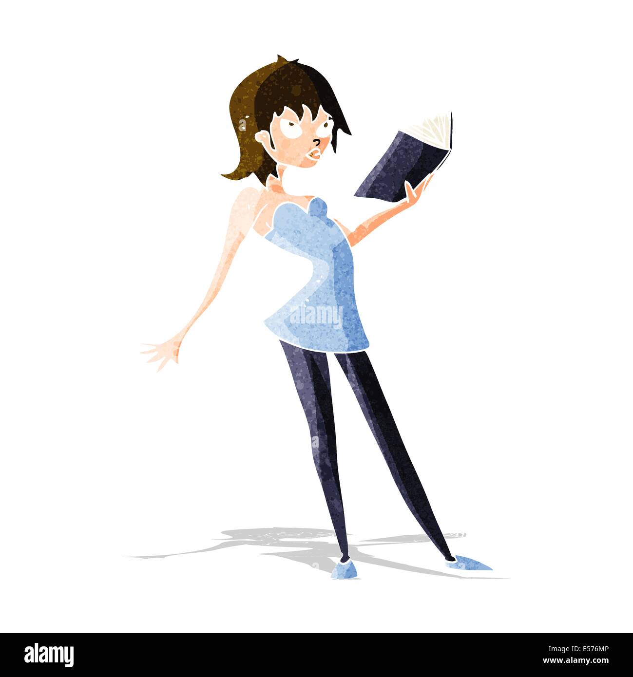 cartoon woman reading book Stock Vector Image & Art - Alamy