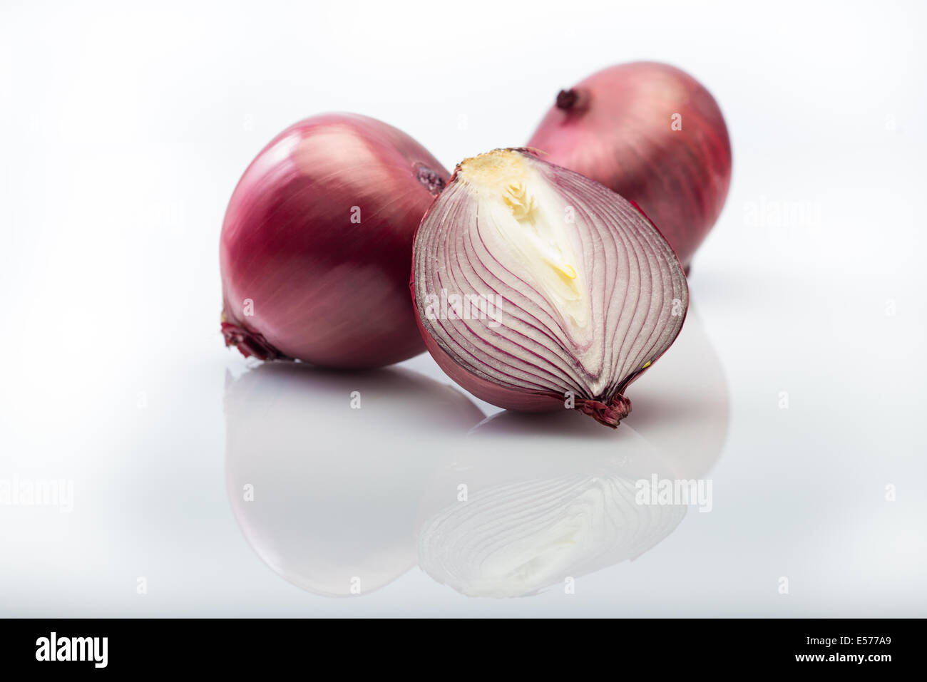 Red Onions White Background Stock Photo - Alamy