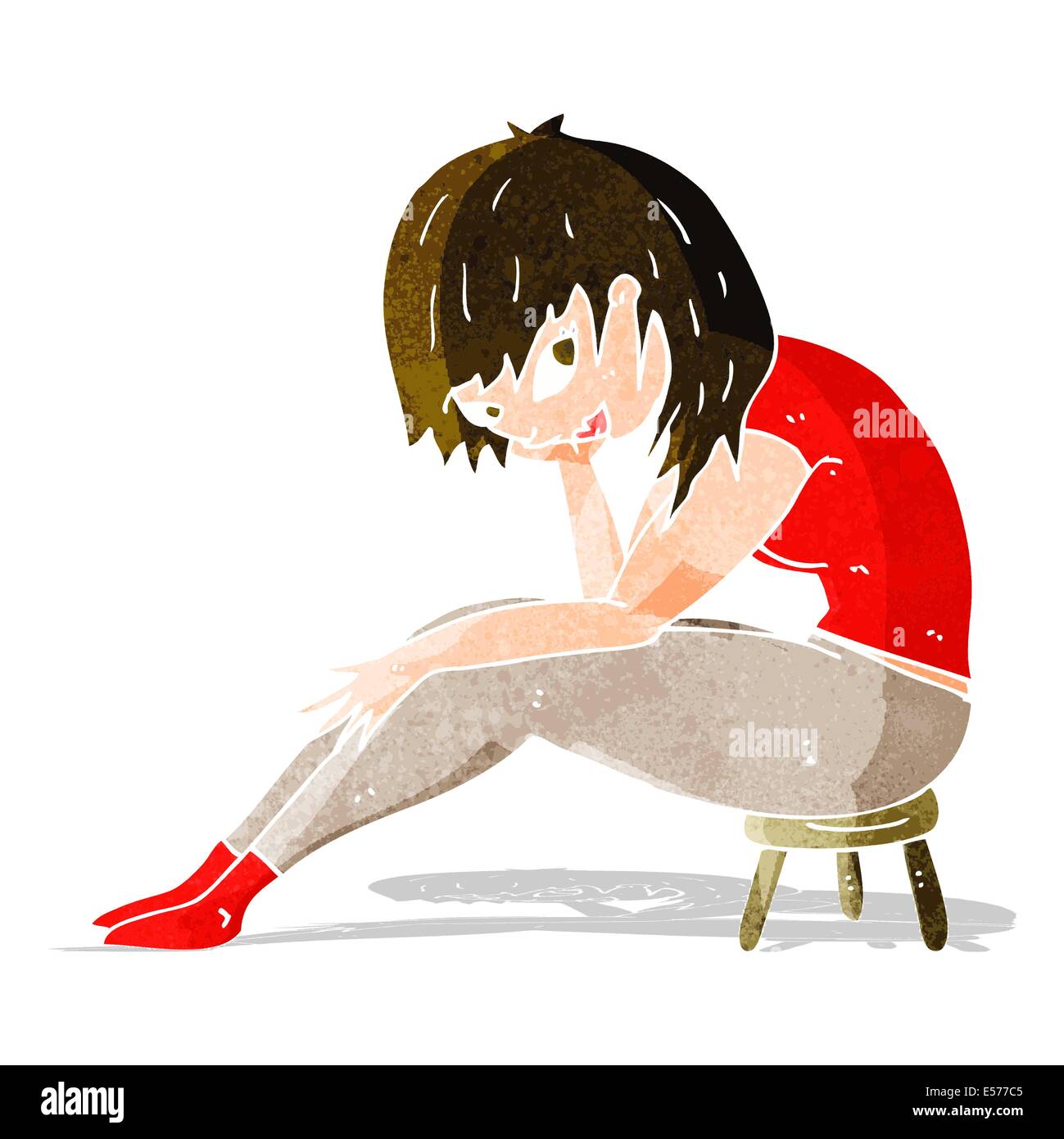 Cartoon woman sitting on stool hi-res stock photography and images - Alamy