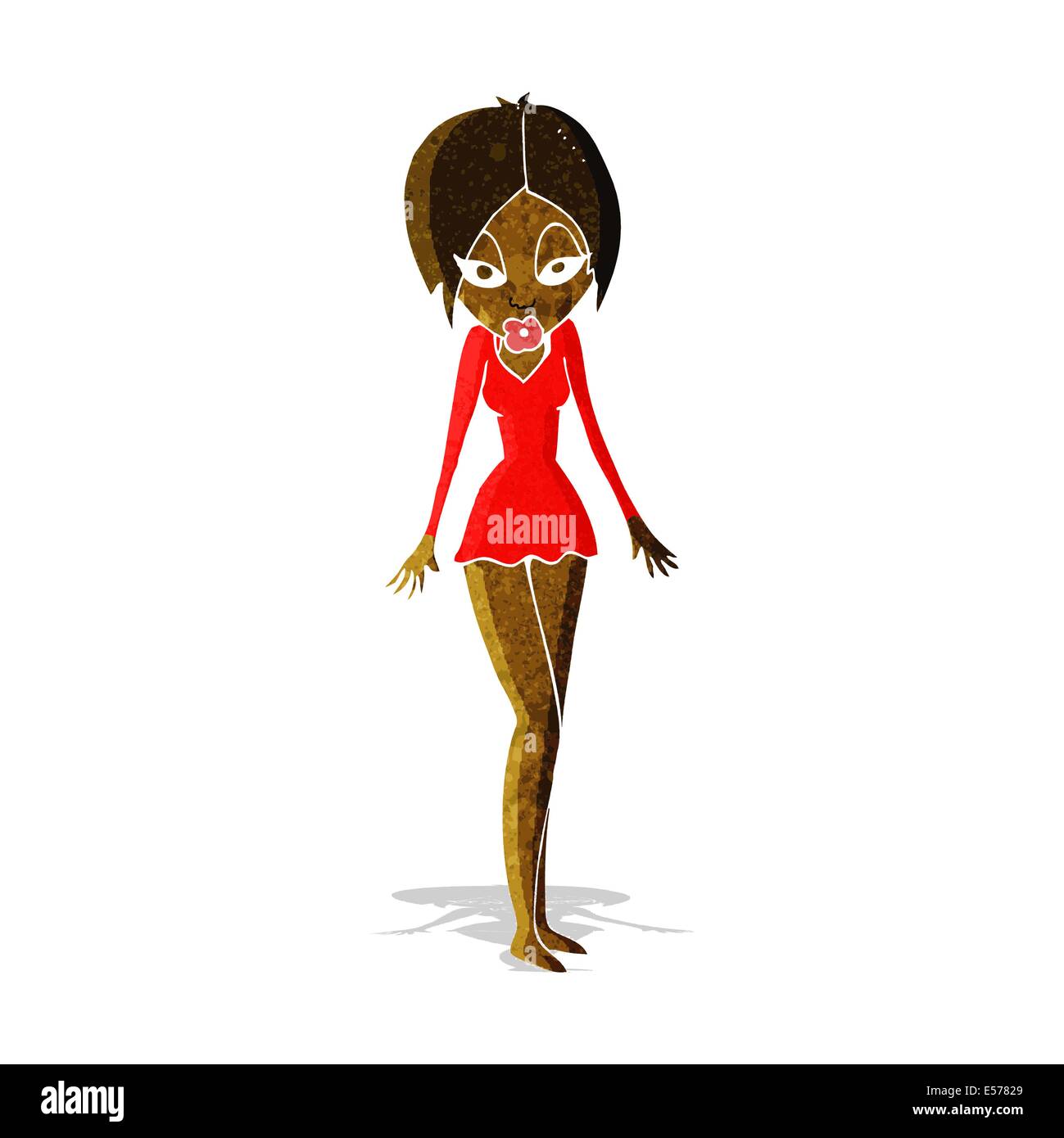cartoon woman in short dress Stock Vector Image & Art - Alamy