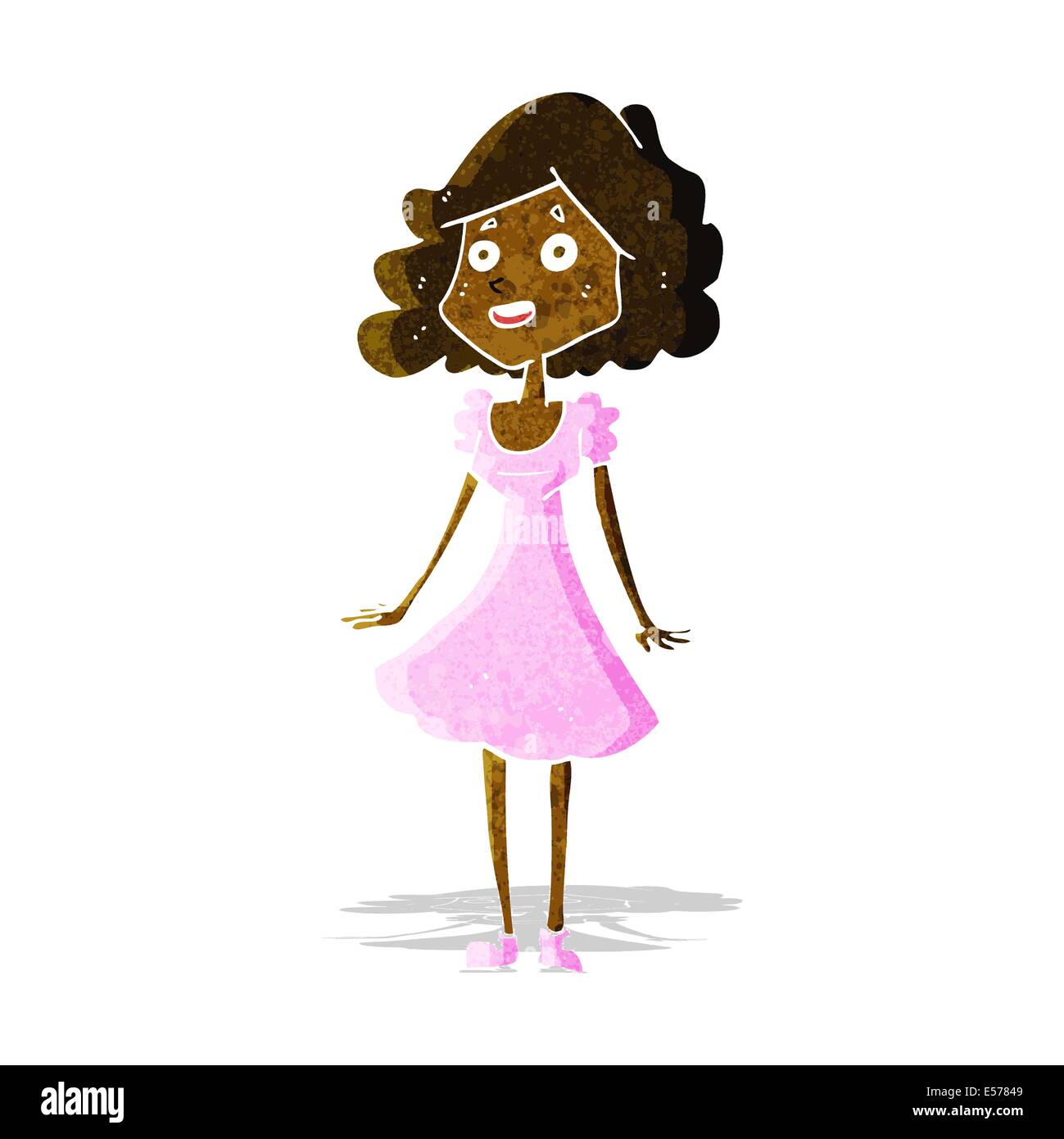 cartoon happy woman in dress Stock Vector Image & Art - Alamy