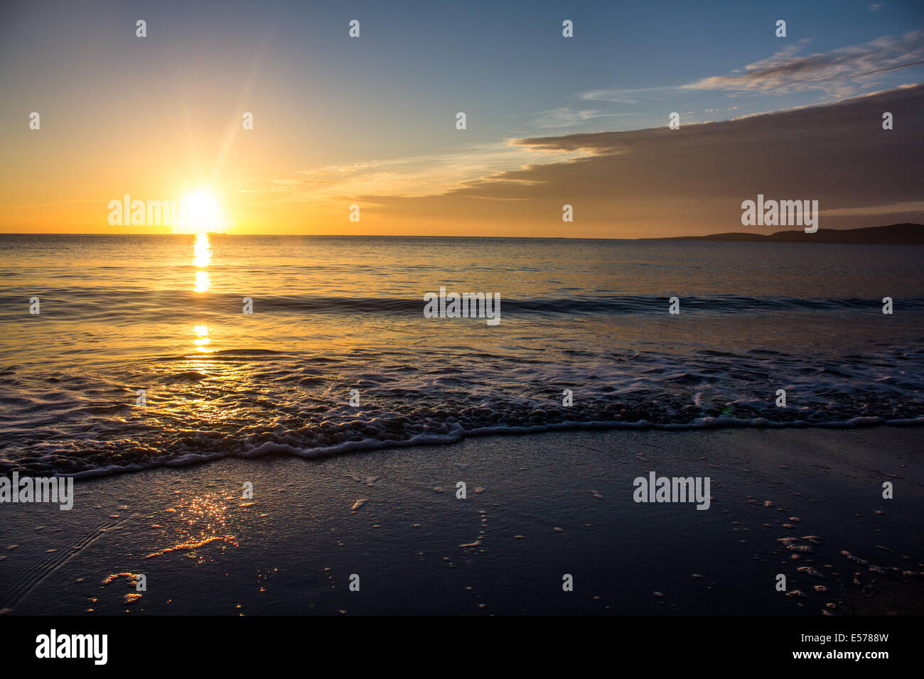 Sunset on Berneray West Beach Stock Photo - Alamy