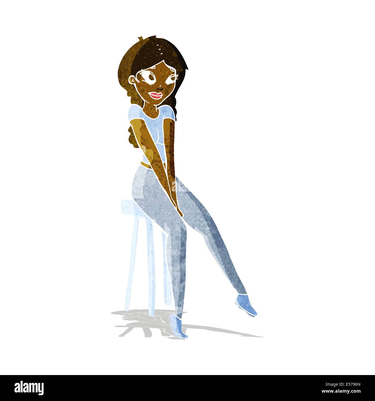 Cartoon pretty girl on stool Cut Out Stock Images & Pictures - Alamy
